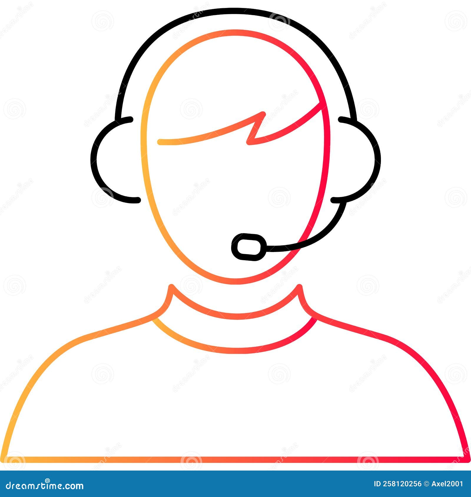 Customer Support Operator Outline Icon Flat Vector Stock Vector ...