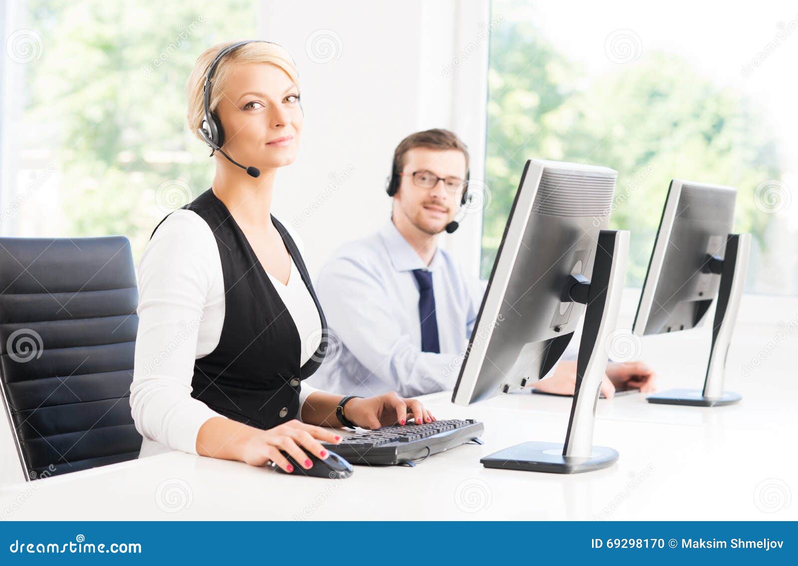 Customer Support Operators in Formalwear Working in a Call Center Stock ...