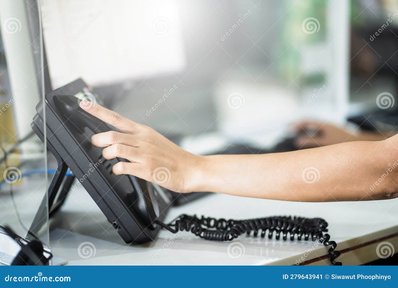 Call Center Worker Hand Typing on Keyboard at Desktop Counseling and ...