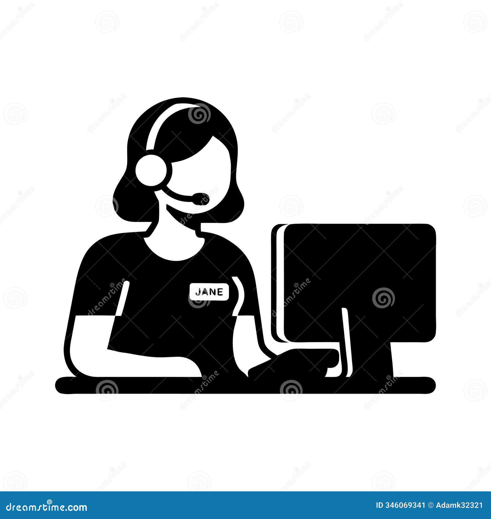 Customer Support Representative Vector with Headset and Computer Stock ...