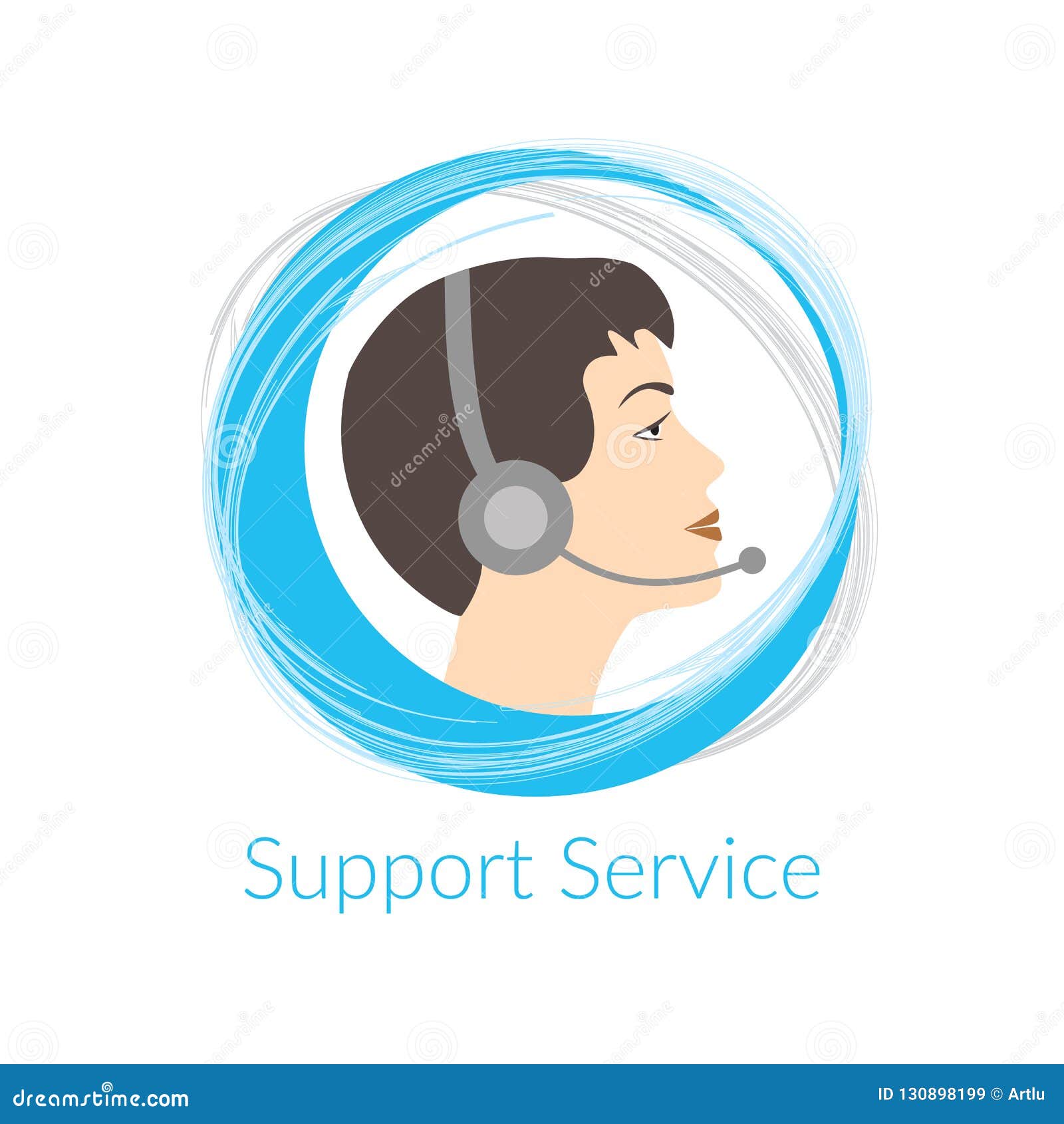 Customer Support Service Agent with Headset Stock Vector - Illustration ...