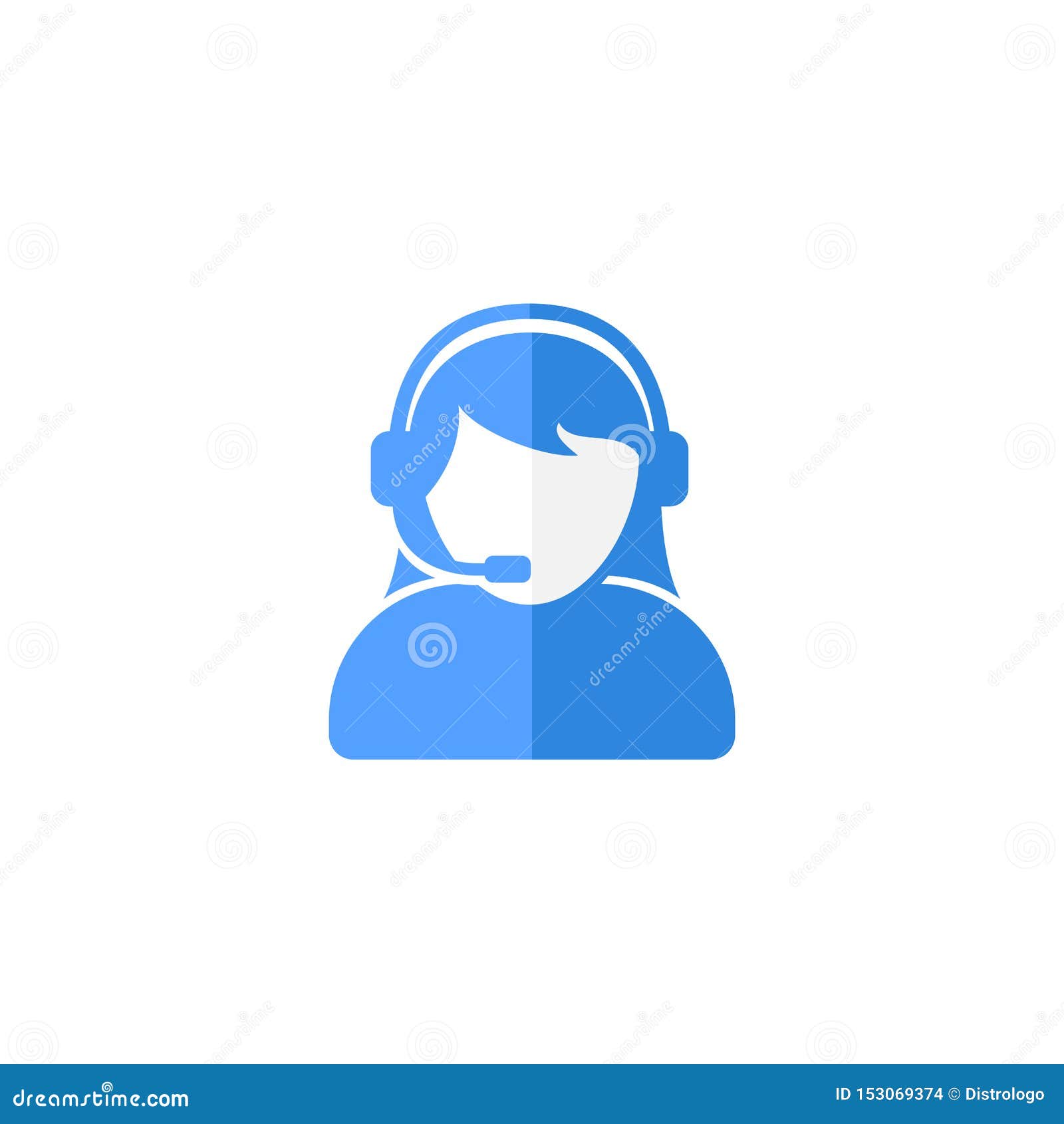Customer Support or Customer Service Agent with Headset Flat Vector ...