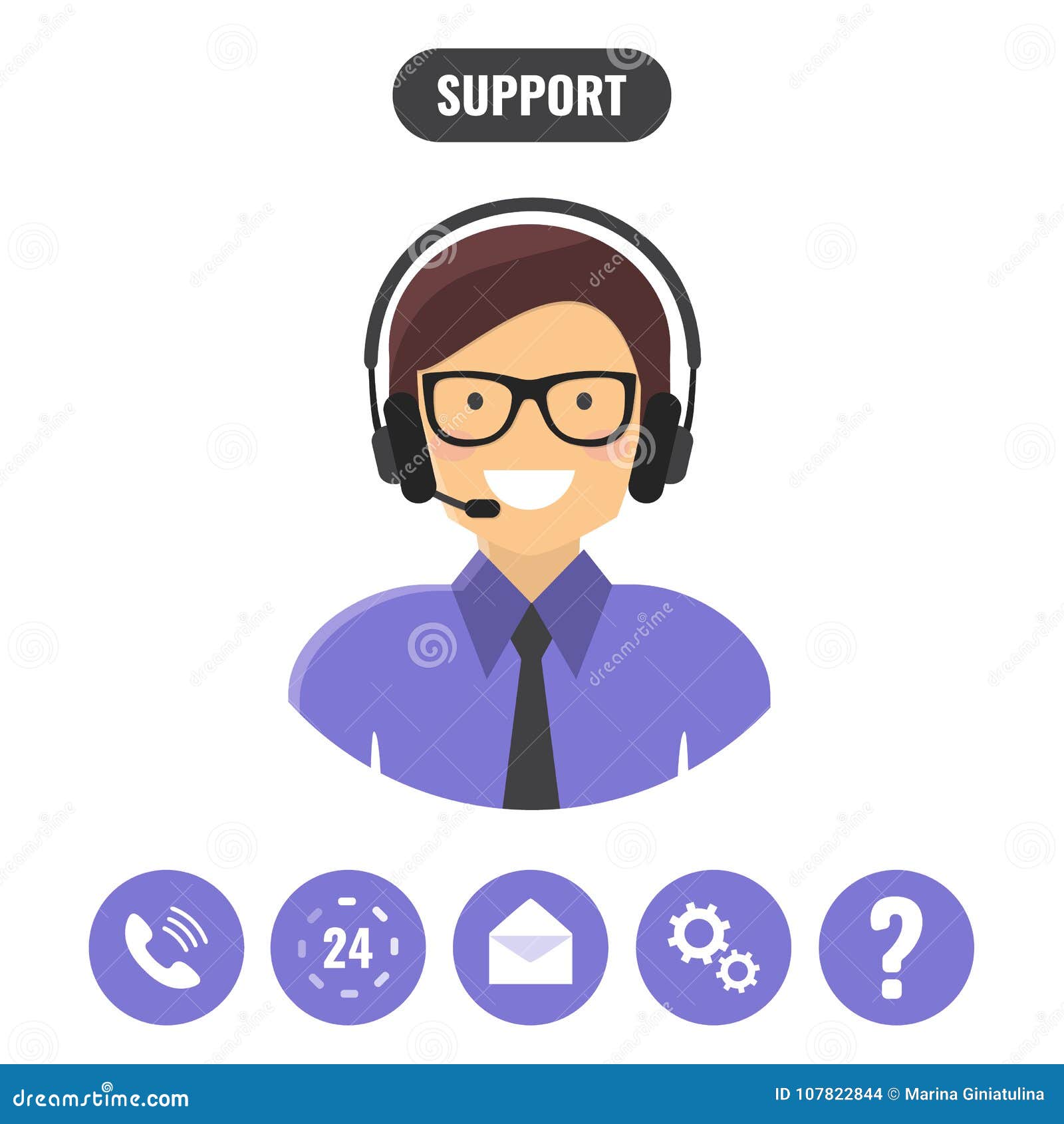 Customer Support Service Concept. Stock Vector - Illustration of male ...