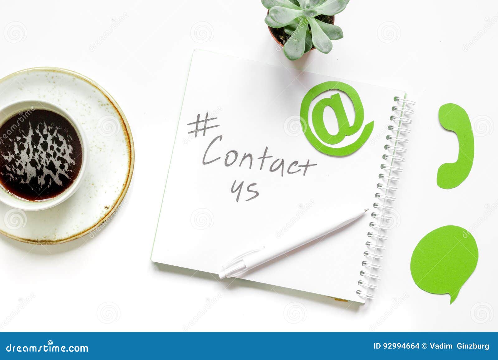 Customer Support Service Desktop With Contact Us Signs On White ...