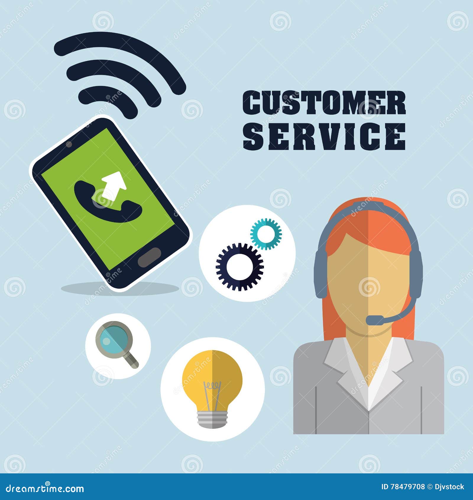 Customer Support Service Icons Stock Vector - Illustration of gear ...