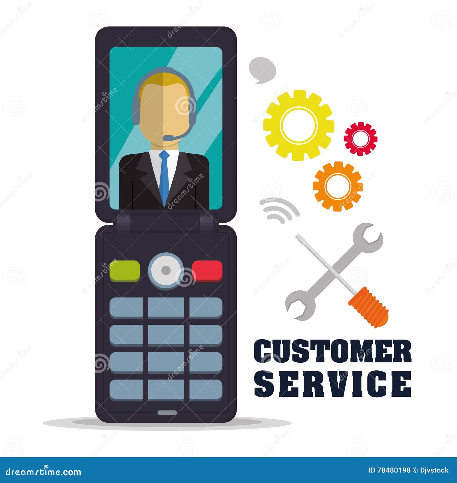 Customer Support Service Icons Stock Vector - Illustration of flat ...