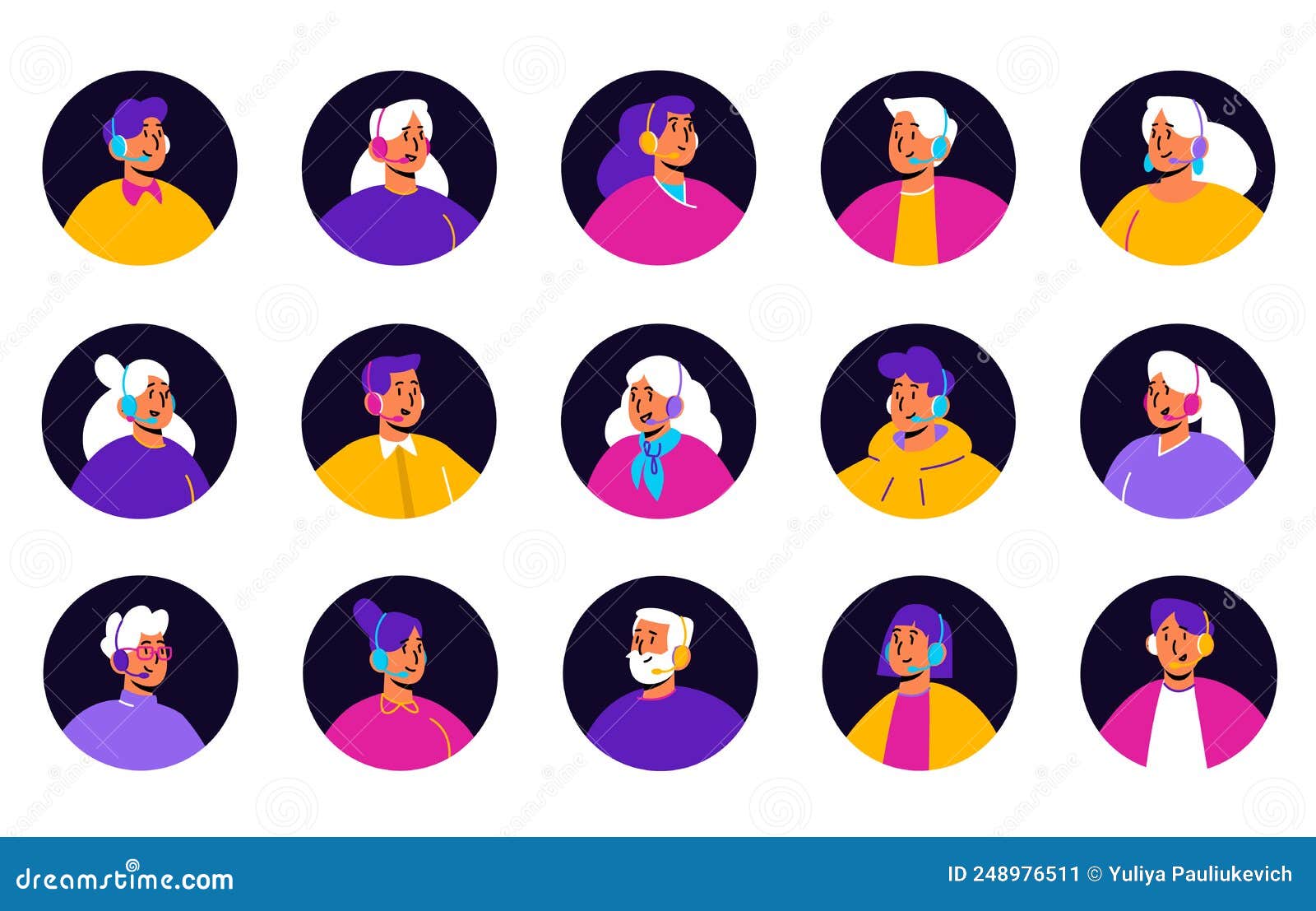 Customer Support Service Operators Avatars Stock Vector - Illustration ...