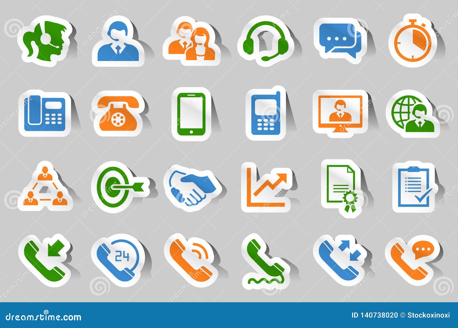 Customer Support Service Sticker Icon Set Stock Vector - Illustration ...