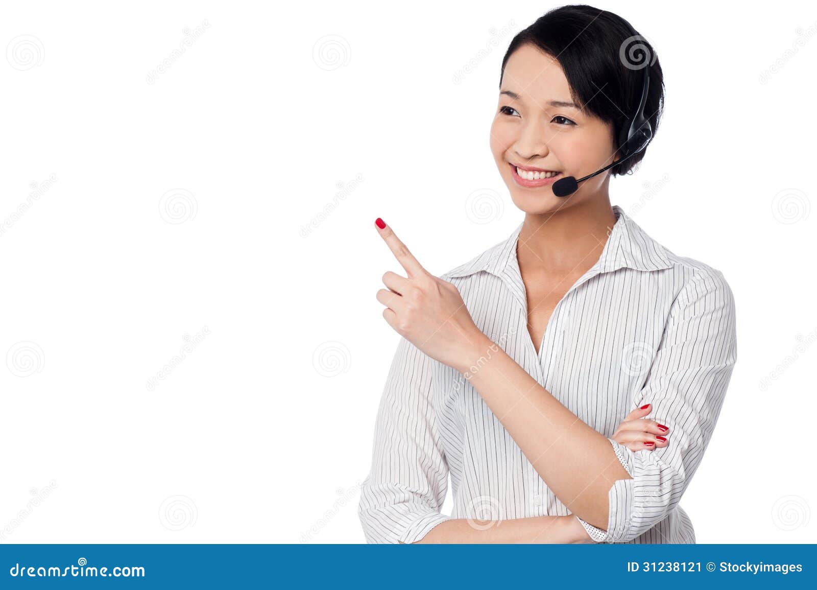 Customer Support Staff Pointing Away Stock Image - Image of away ...