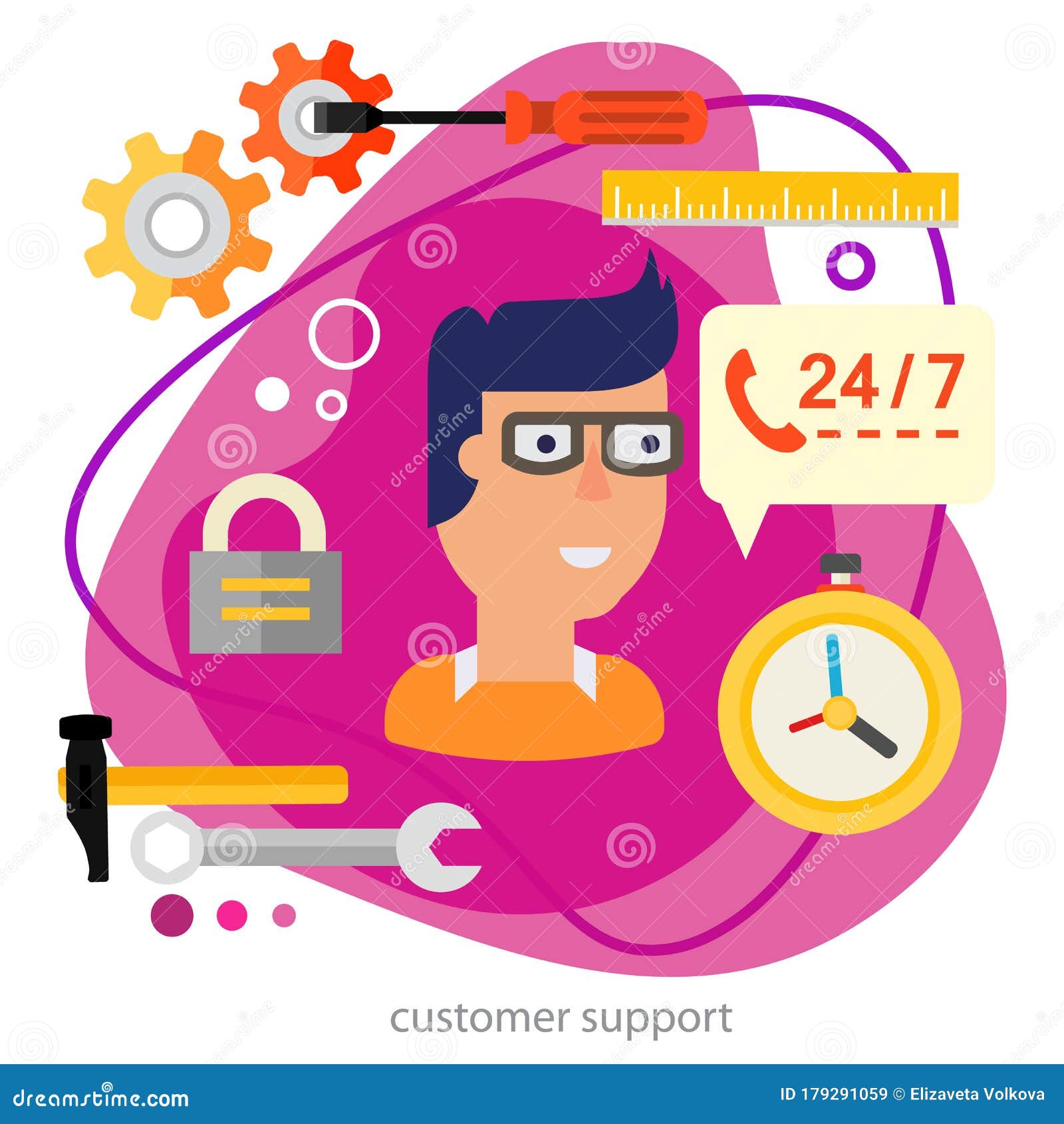 Customer Support or Technical Support Concept Banner. Trendy Vector ...