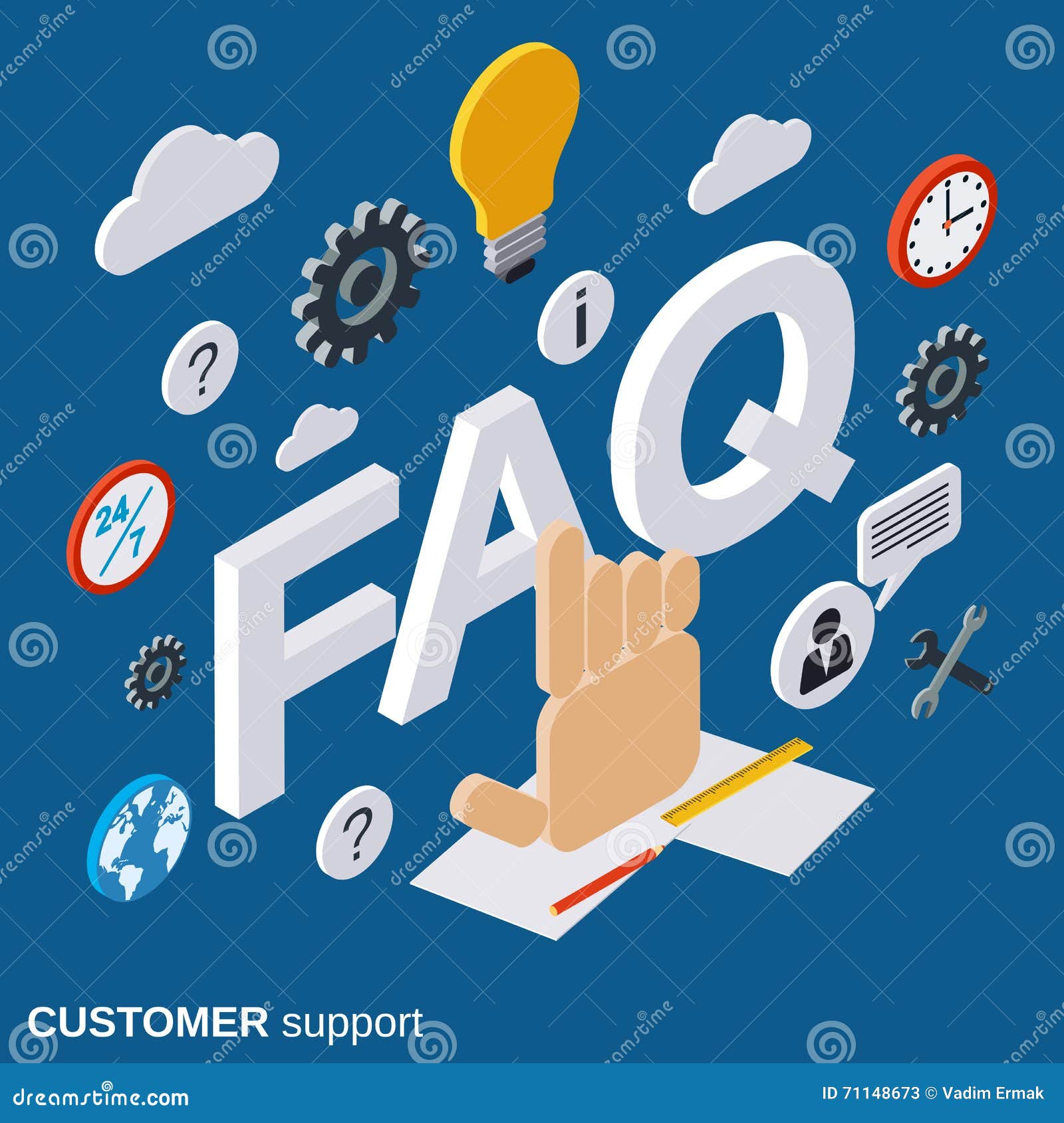 Customer Support, Tutorial, User Guide, FAQ Vector Concept Stock Vector ...