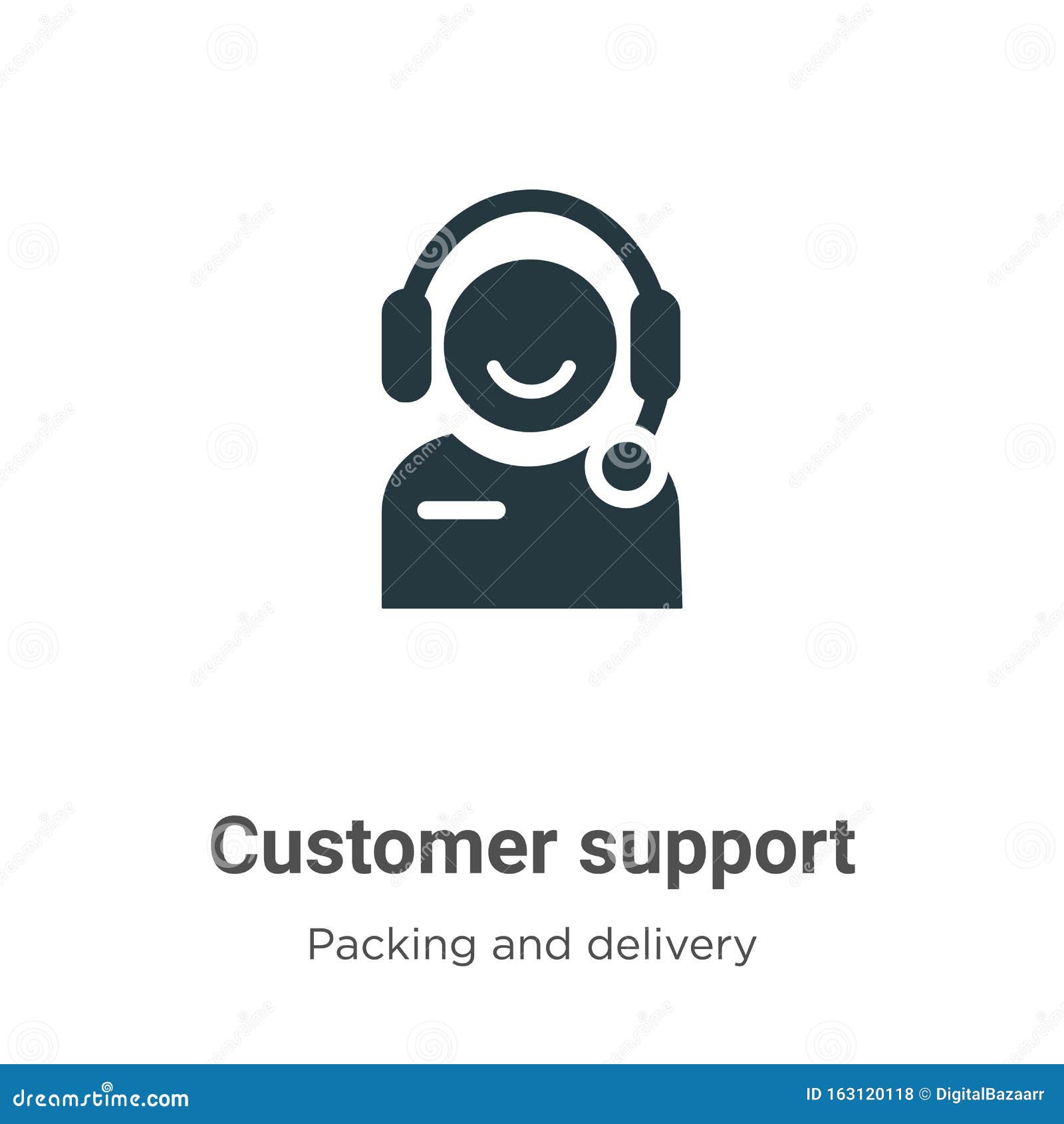 Customer Support Vector Icon on White Background. Flat Vector Customer ...