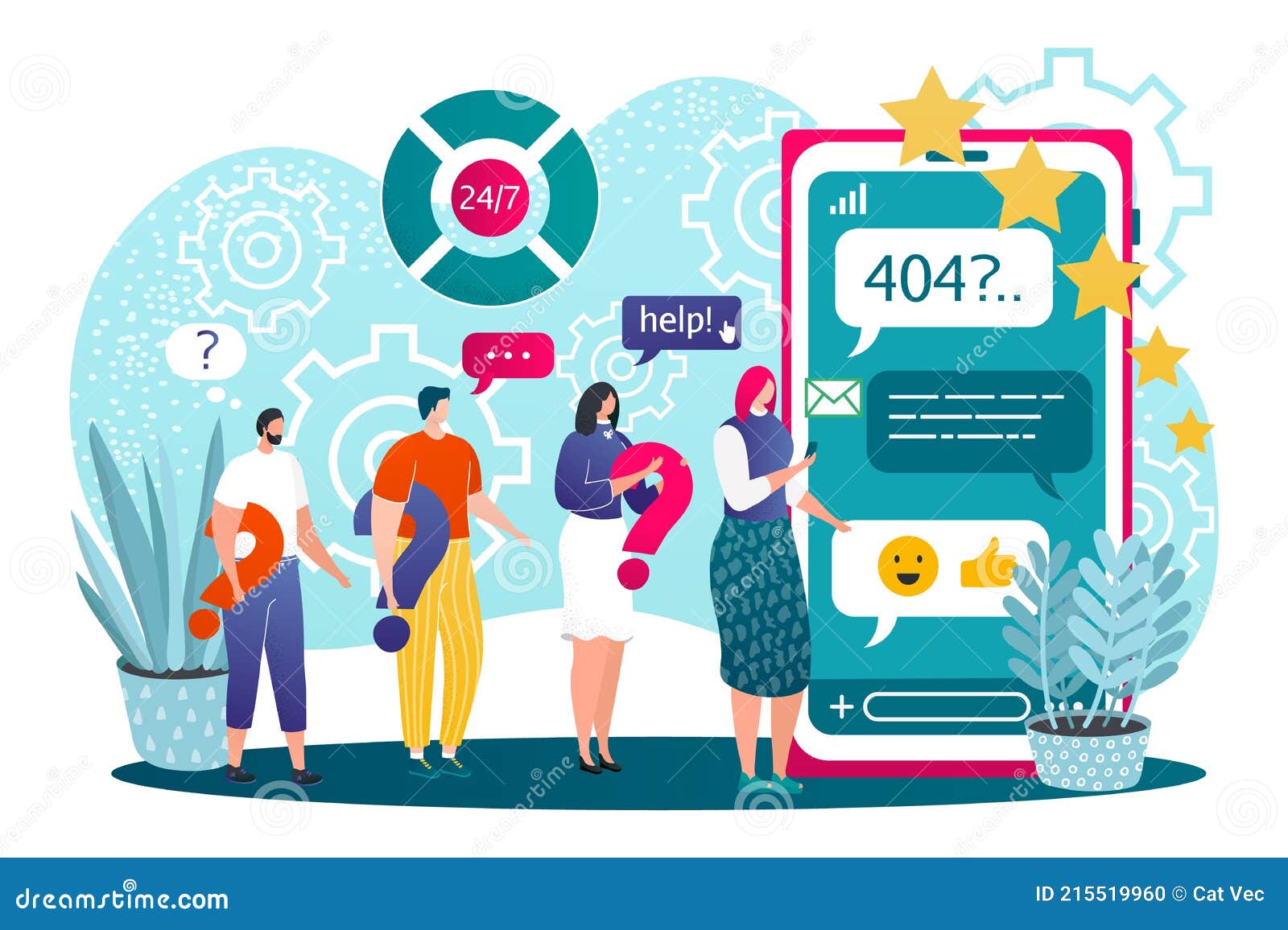 Customer Support, Vector Illustration. Online Service Technology for ...