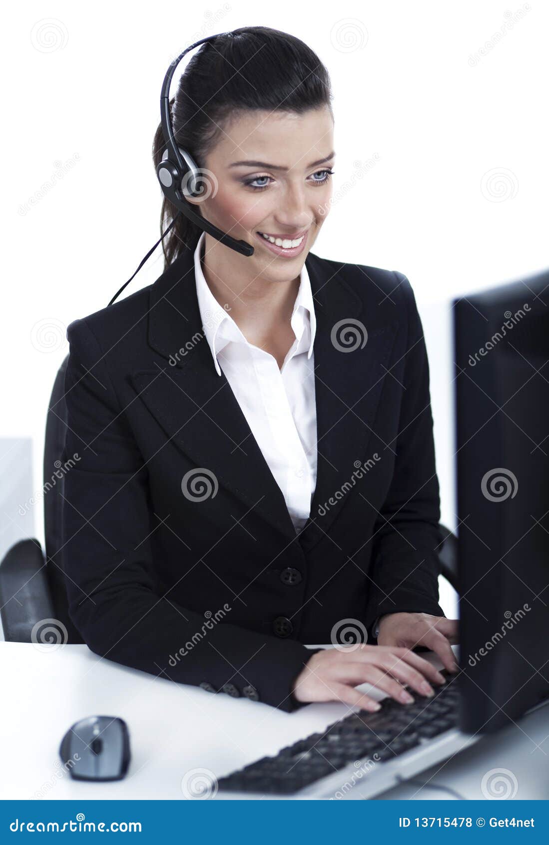 Customer Support Woman with Headset at Office Stock Photo - Image of ...