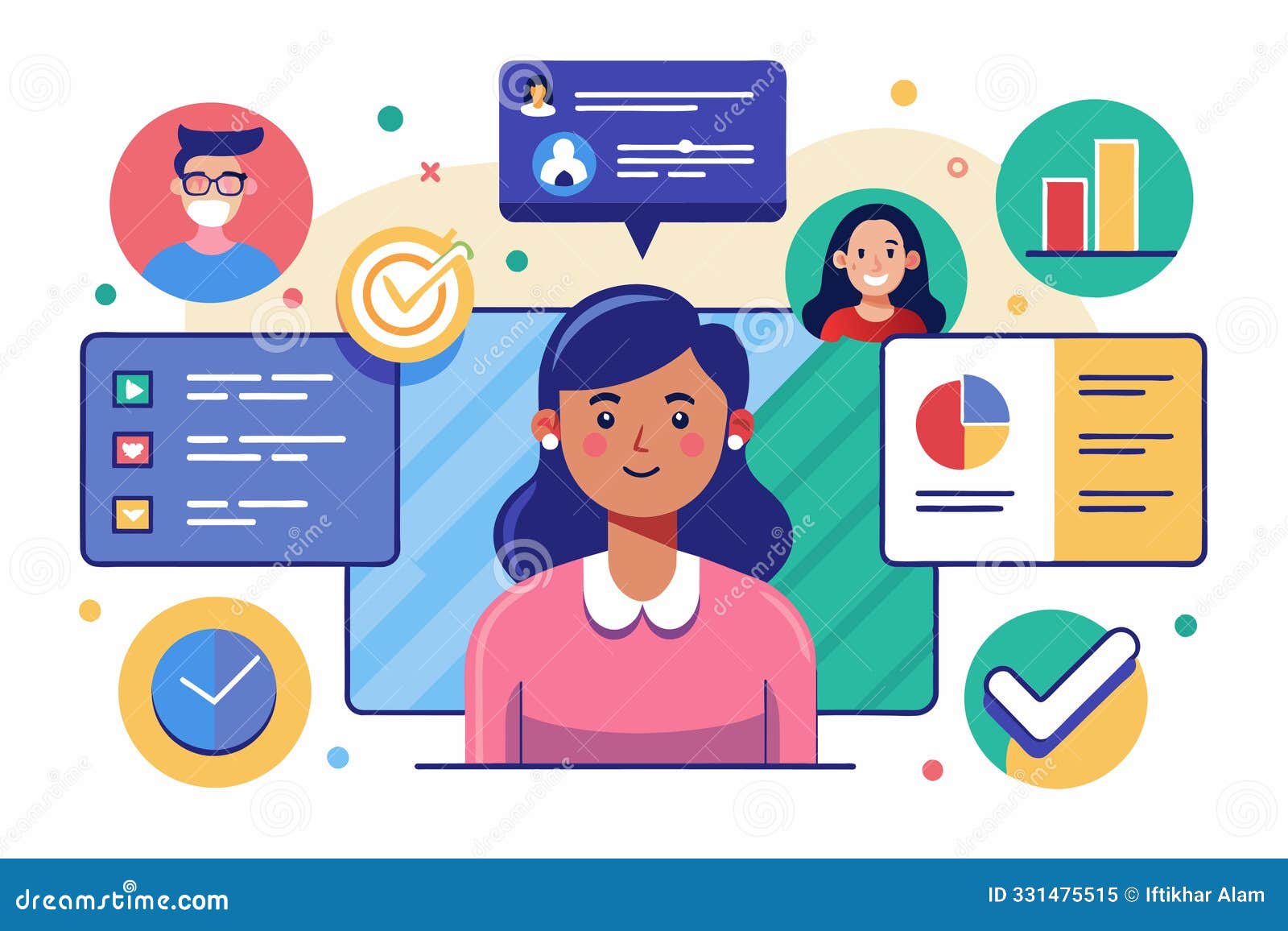 A Customer Survey Showcases a Woman Interacting with Various Data ...