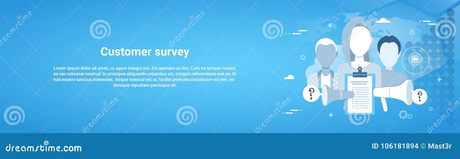 Customer Survey Web Horizontal Banner with Copy Space Stock Vector ...