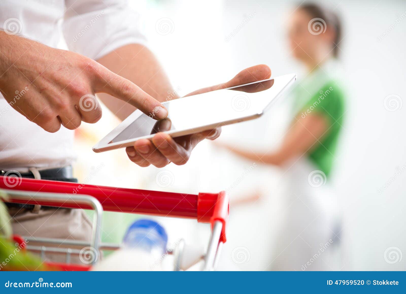 Customer with Tablet at Supermarket Stock Photo - Image of choosing ...