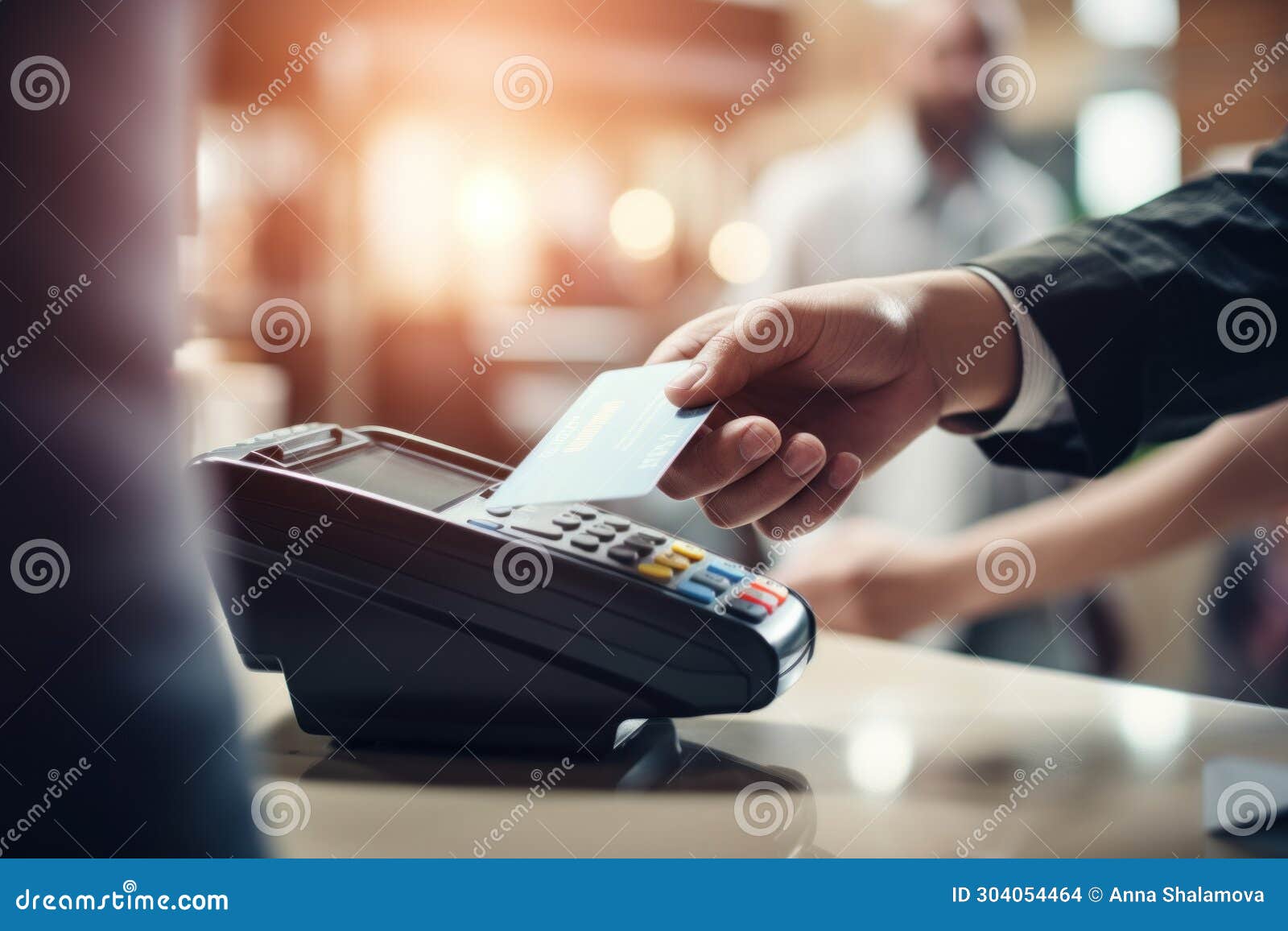 Customer Tapping Card on POS Terminal. Secure Digital Payment in Action ...