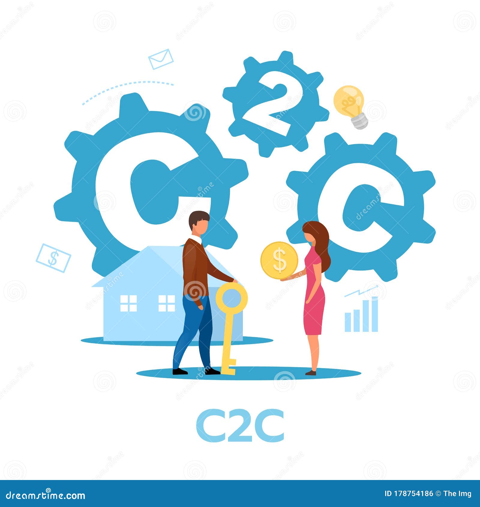 Customer To Customer Business Model Flat Vector Illustration Stock ... Customer To Customer Business Model Flat Vector Illustration Stock ...