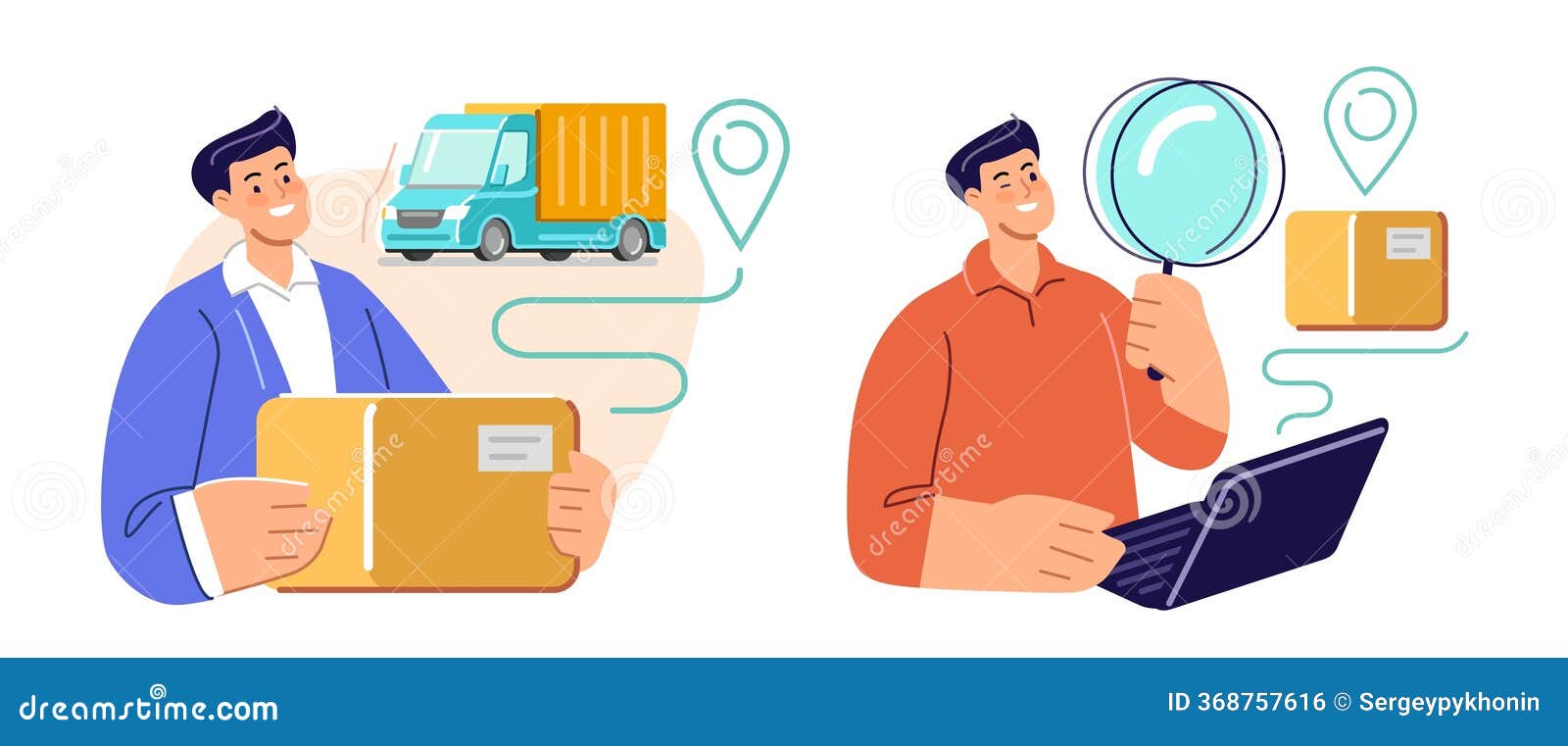 Online Delivery Service Concept, Order, Cargo, Mobile App, GPS Tracking ...