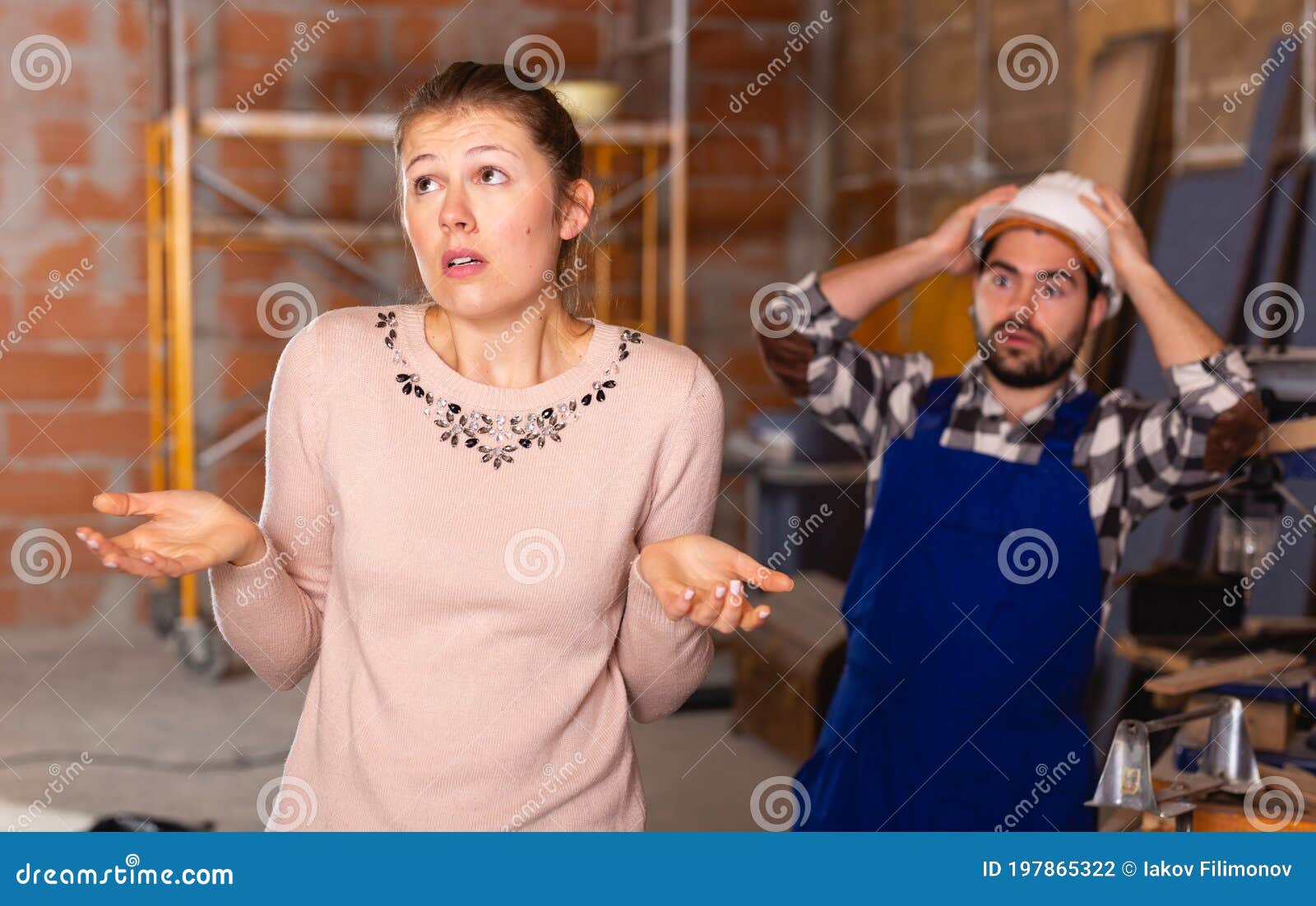 Customer Upset with the Work of the Builder Stock Photo - Image of ...