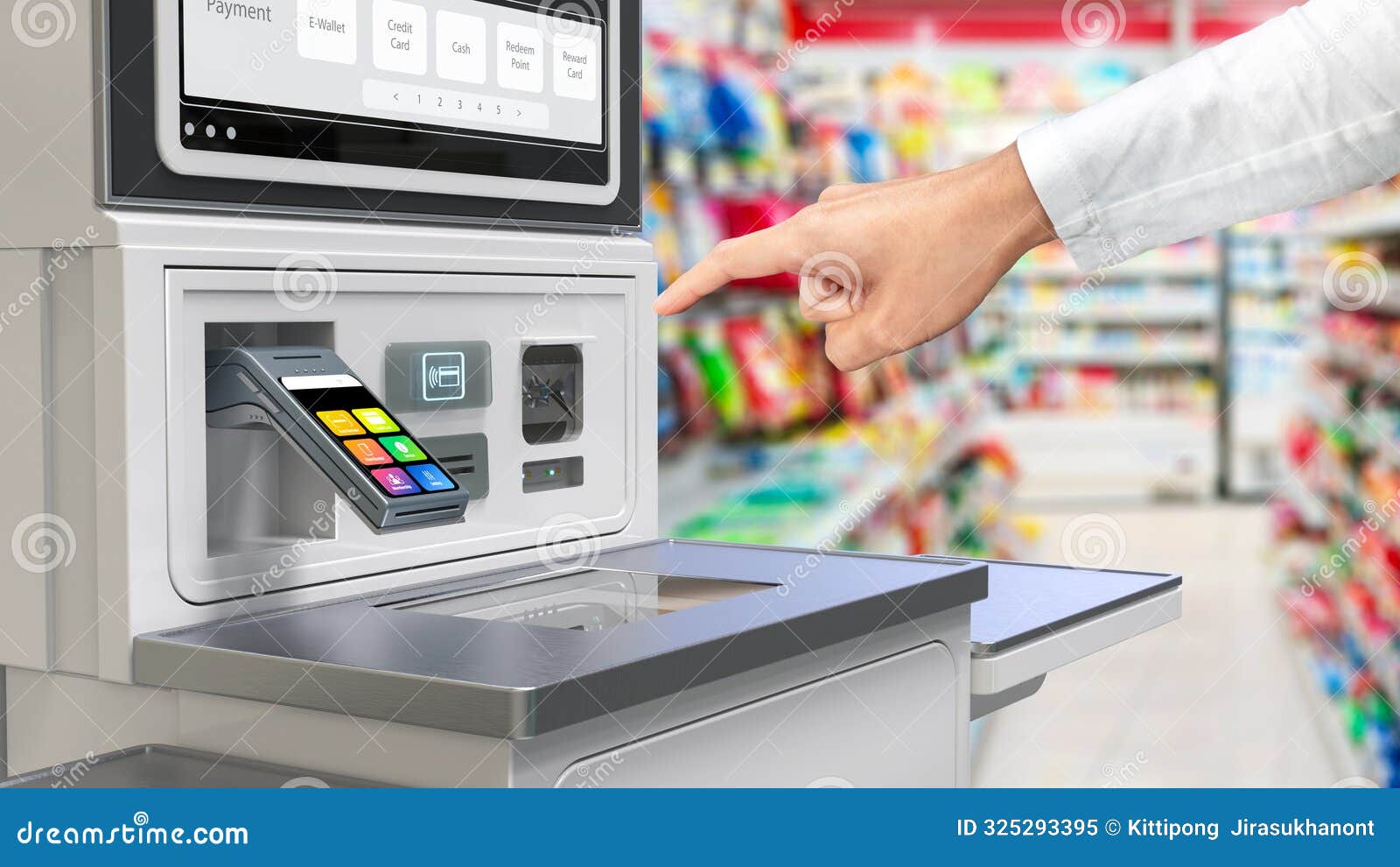 Customer Use Self-checkout Kiosk or Self-service Payment Machine Stock ...