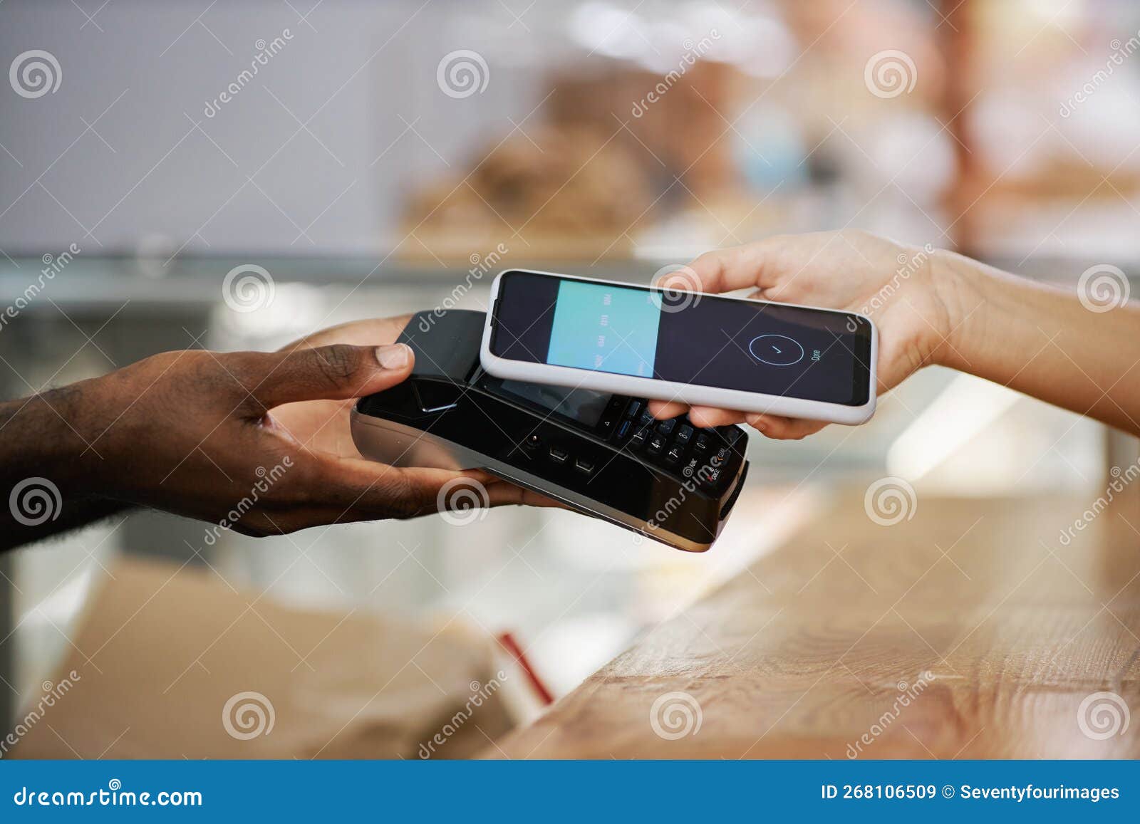 Customer Using Banking App stock image. Image of store - 268106509