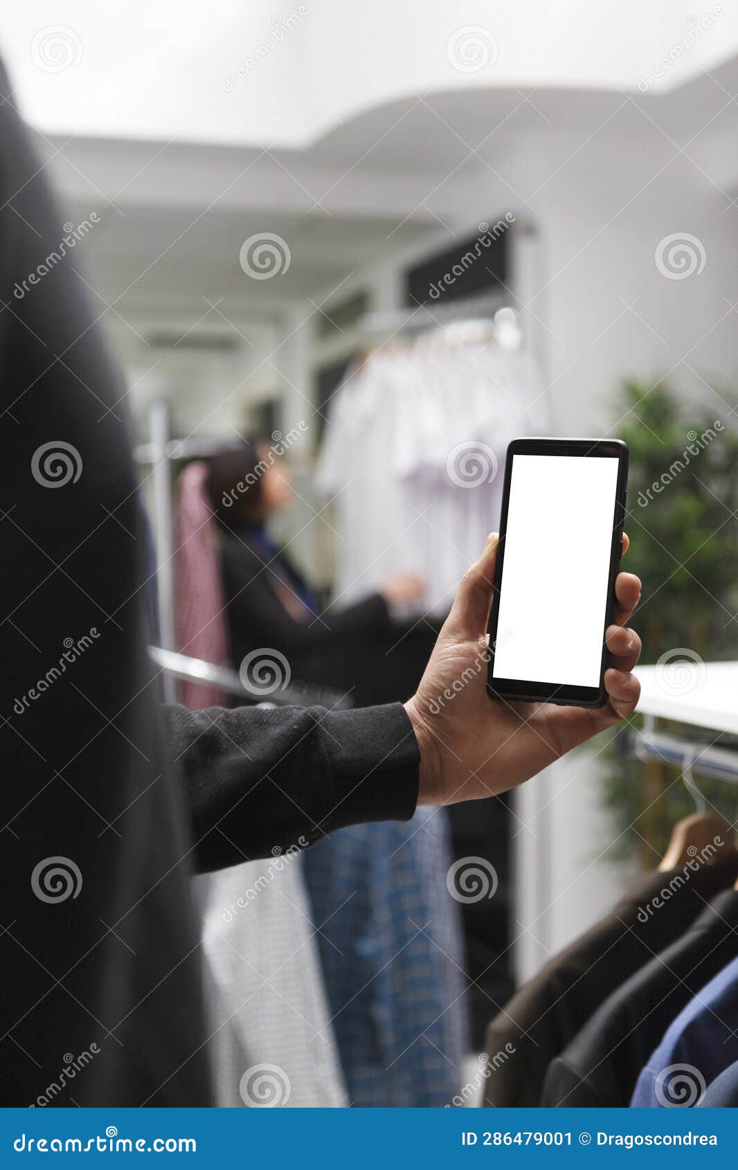 Customer Using Phone Empty Display Stock Image - Image of copy, text ...