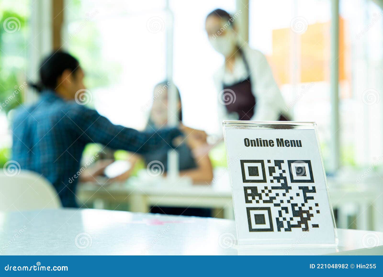 Customer Using Smartphone for Scane Qr Barcode with Menu Online in ...