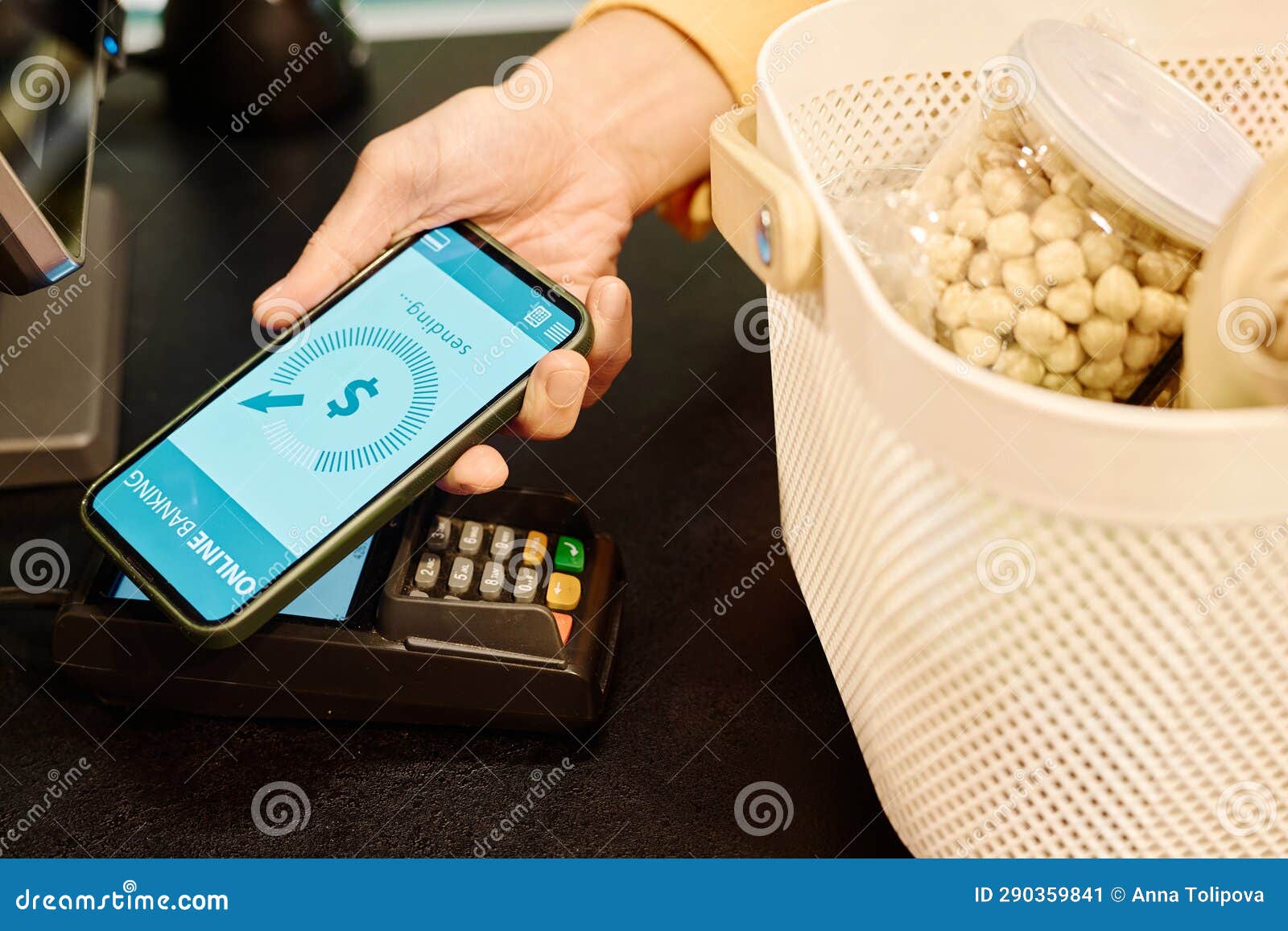 Customer Using Smartphone To Pay for Purchase Stock Image - Image of ...