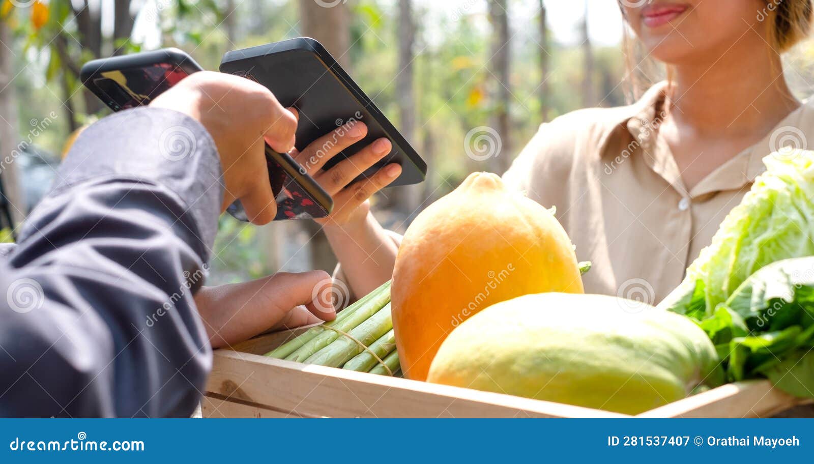 Customer Using Smartphones for Payment Cashless QR Scan Code Technology ...
