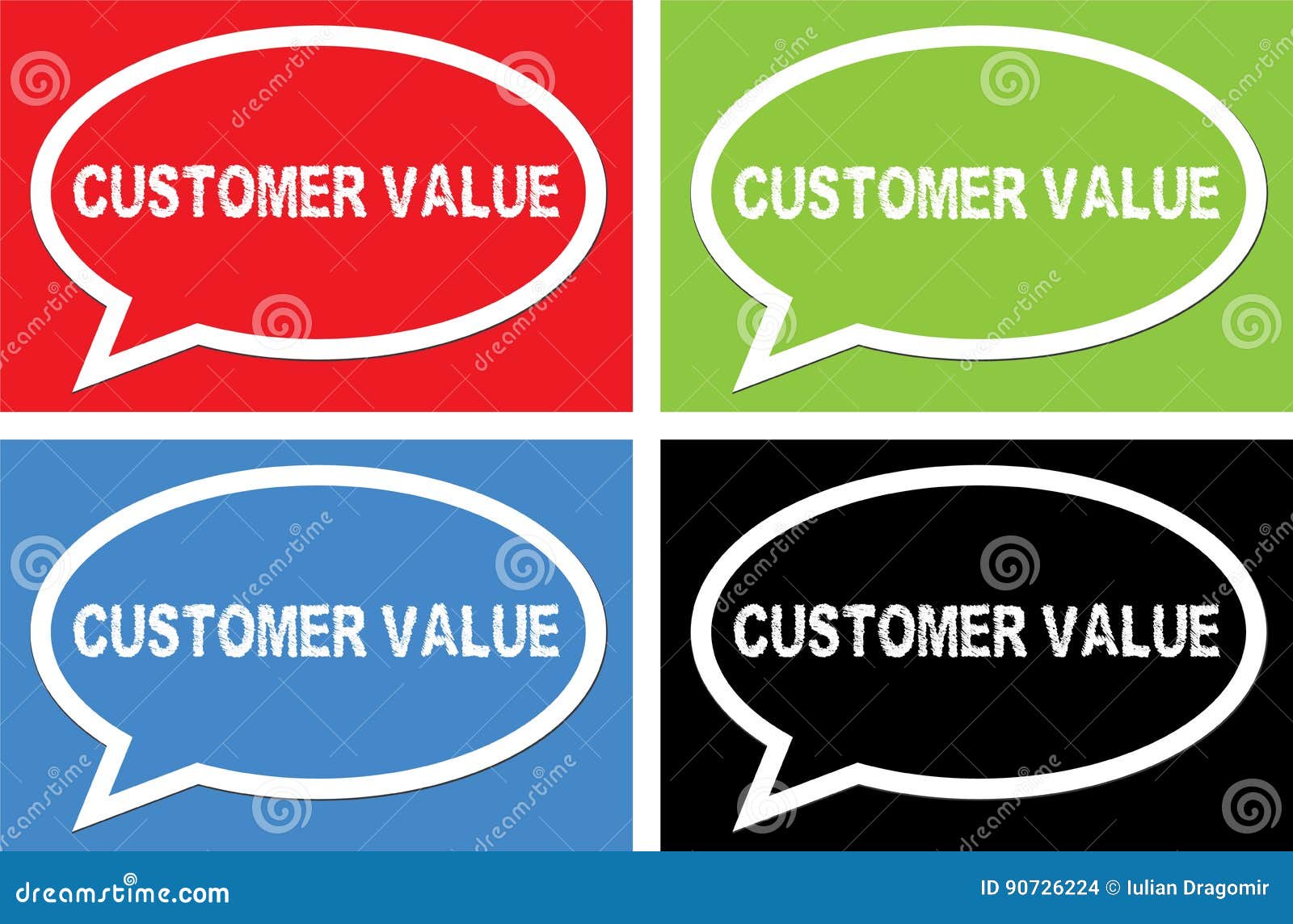 CUSTOMER VALUE Text, on Ellipse Speech Bubble Sign. Stock Illustration ...