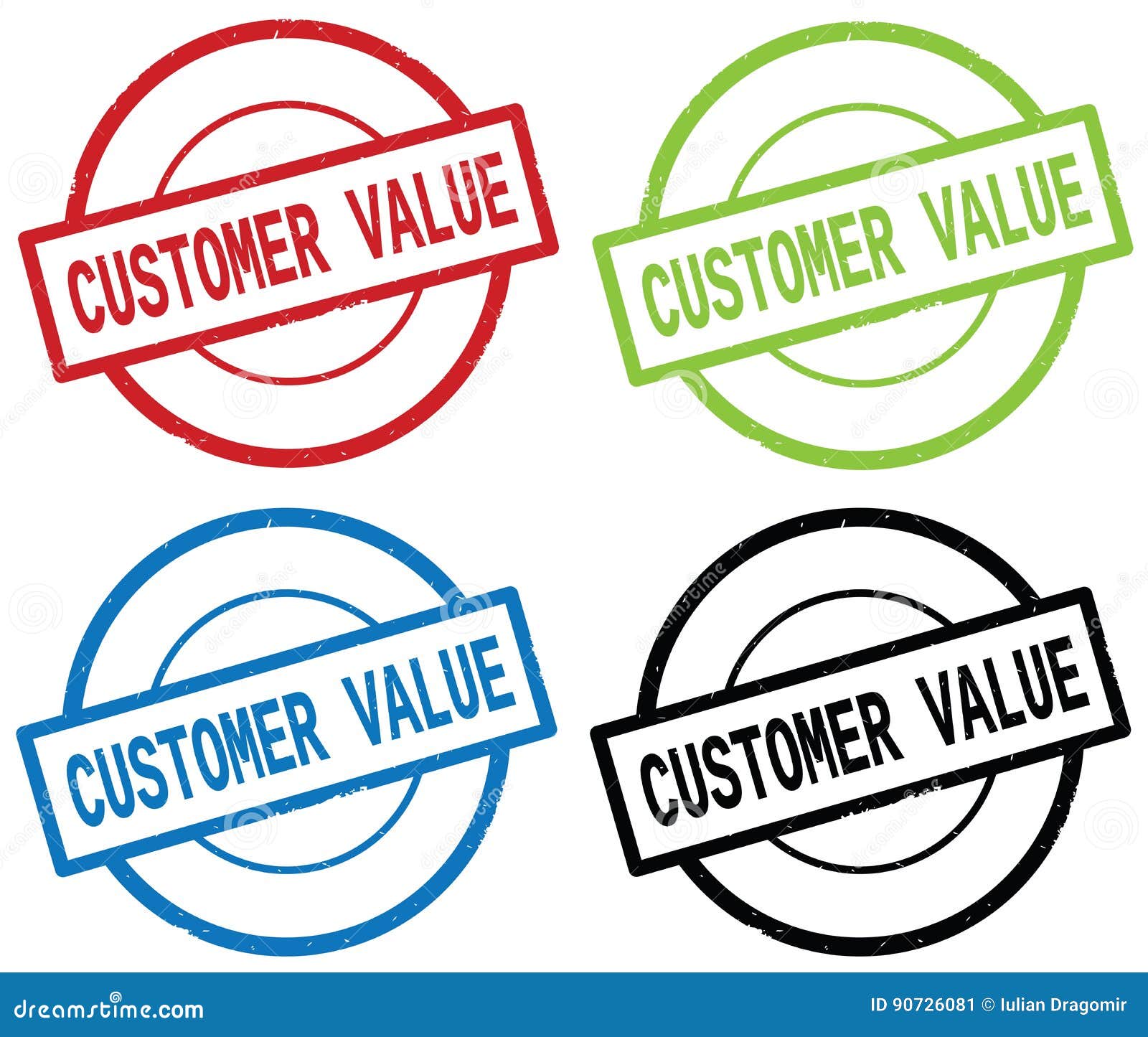 CUSTOMER VALUE Text, on Round Simple Stamp Sign. Stock Illustration ...