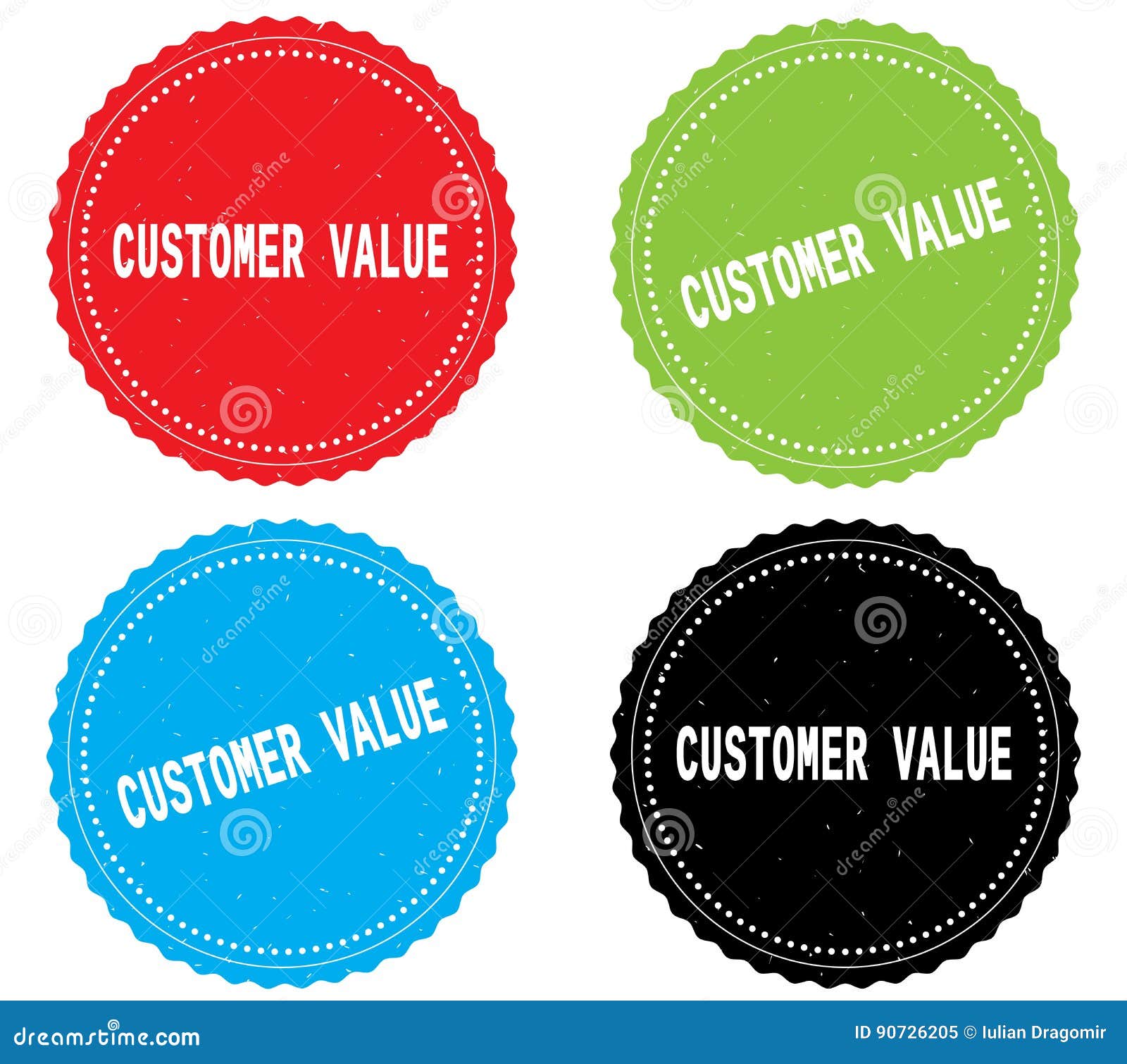 CUSTOMER VALUE Text, on Round Wavy Border Stamp Badge. Stock ...