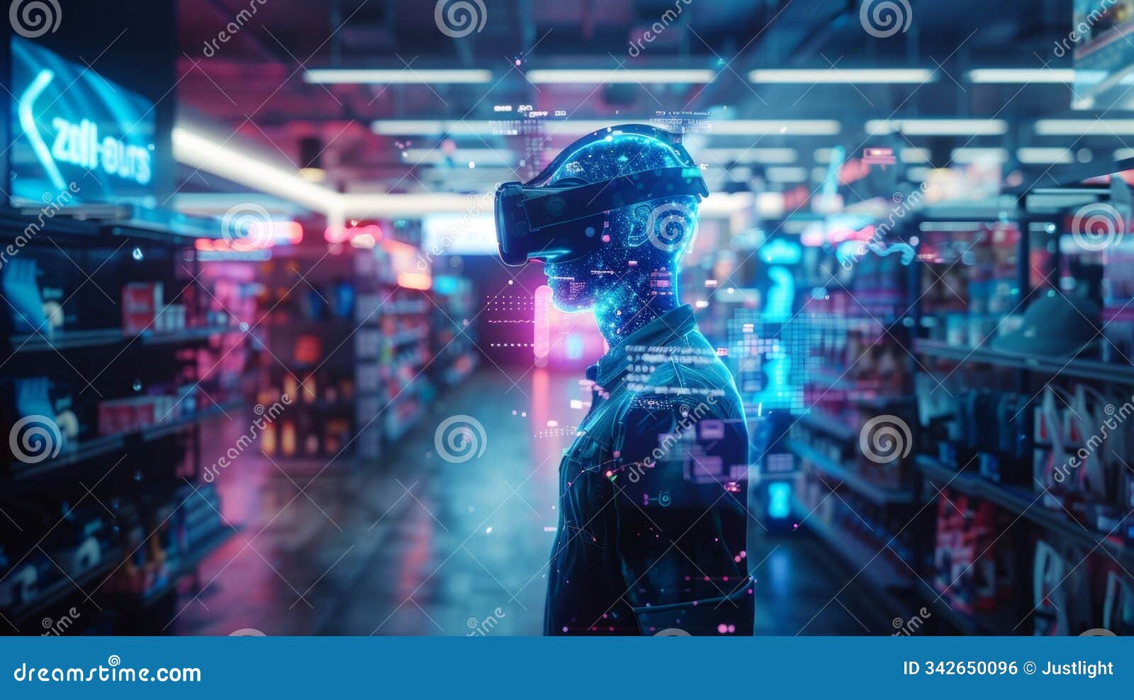 Futuristic Supermarket Interior With Sleek Design And Illuminated ...