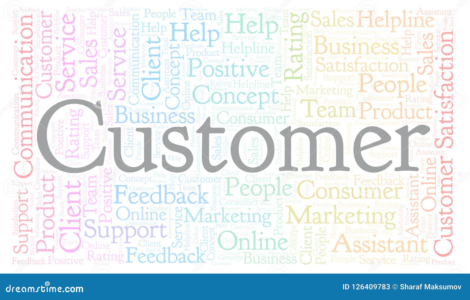 Customer word cloud. stock illustration. Illustration of help - 126409783