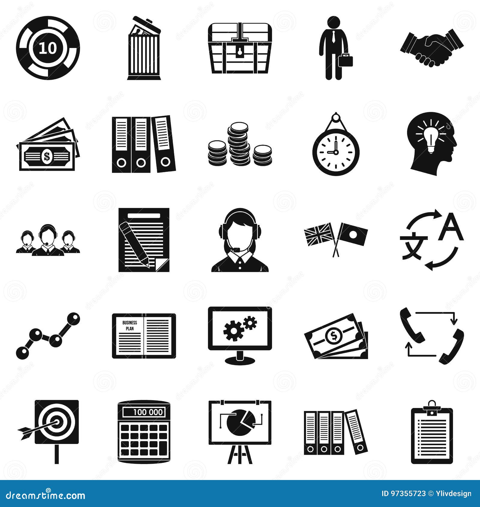 Customers of the Bank Icons Set, Simple Style Stock Vector ...