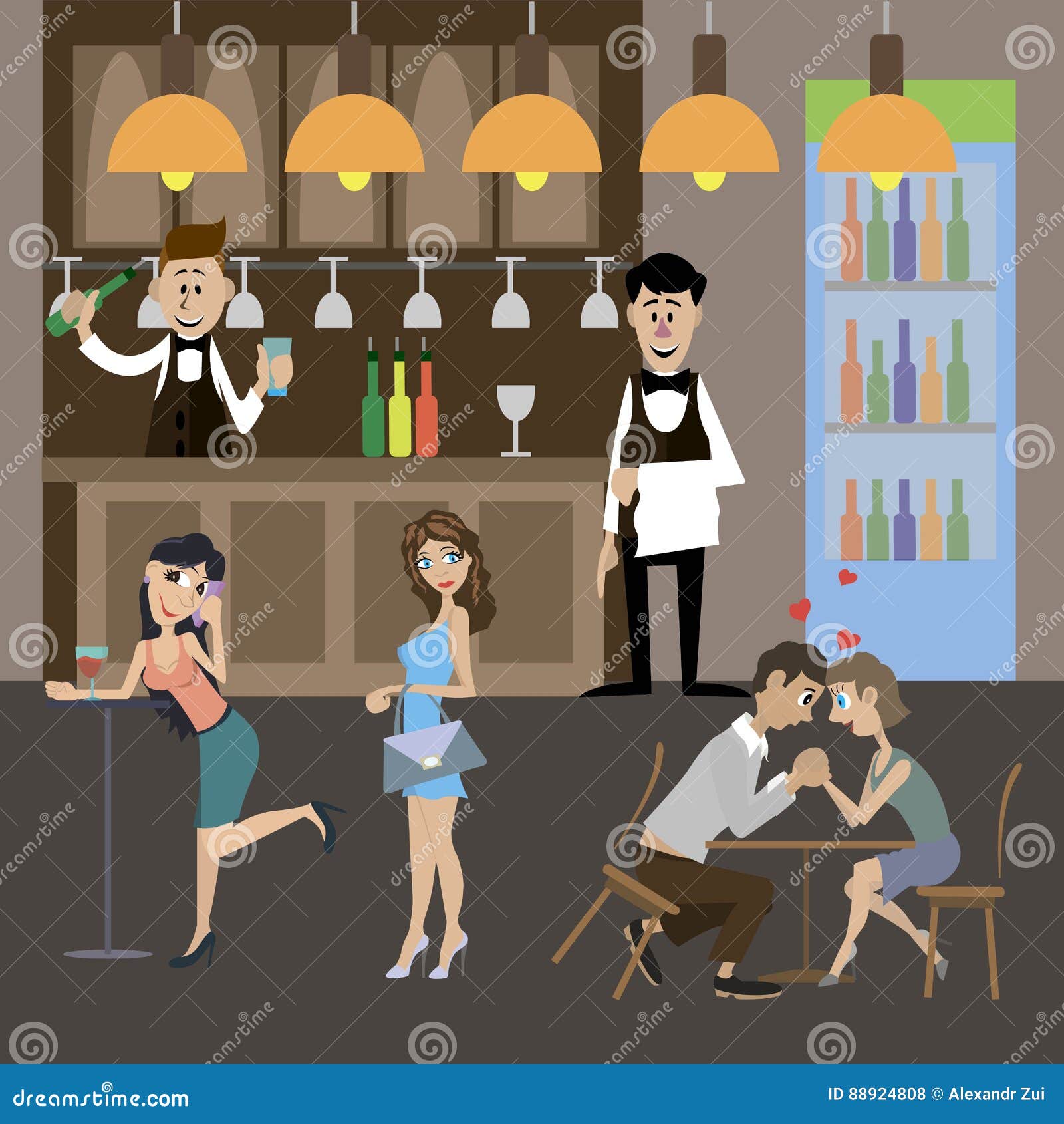 Customers at the Bar Illustration Stock Vector - Illustration of design ...