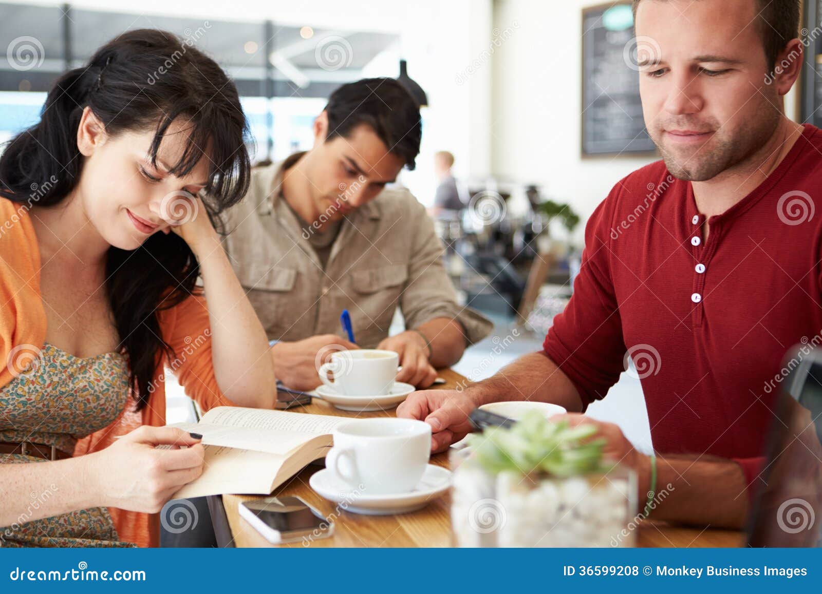 Customers in Busy Coffee Shop Stock Photo - Image of happy ...