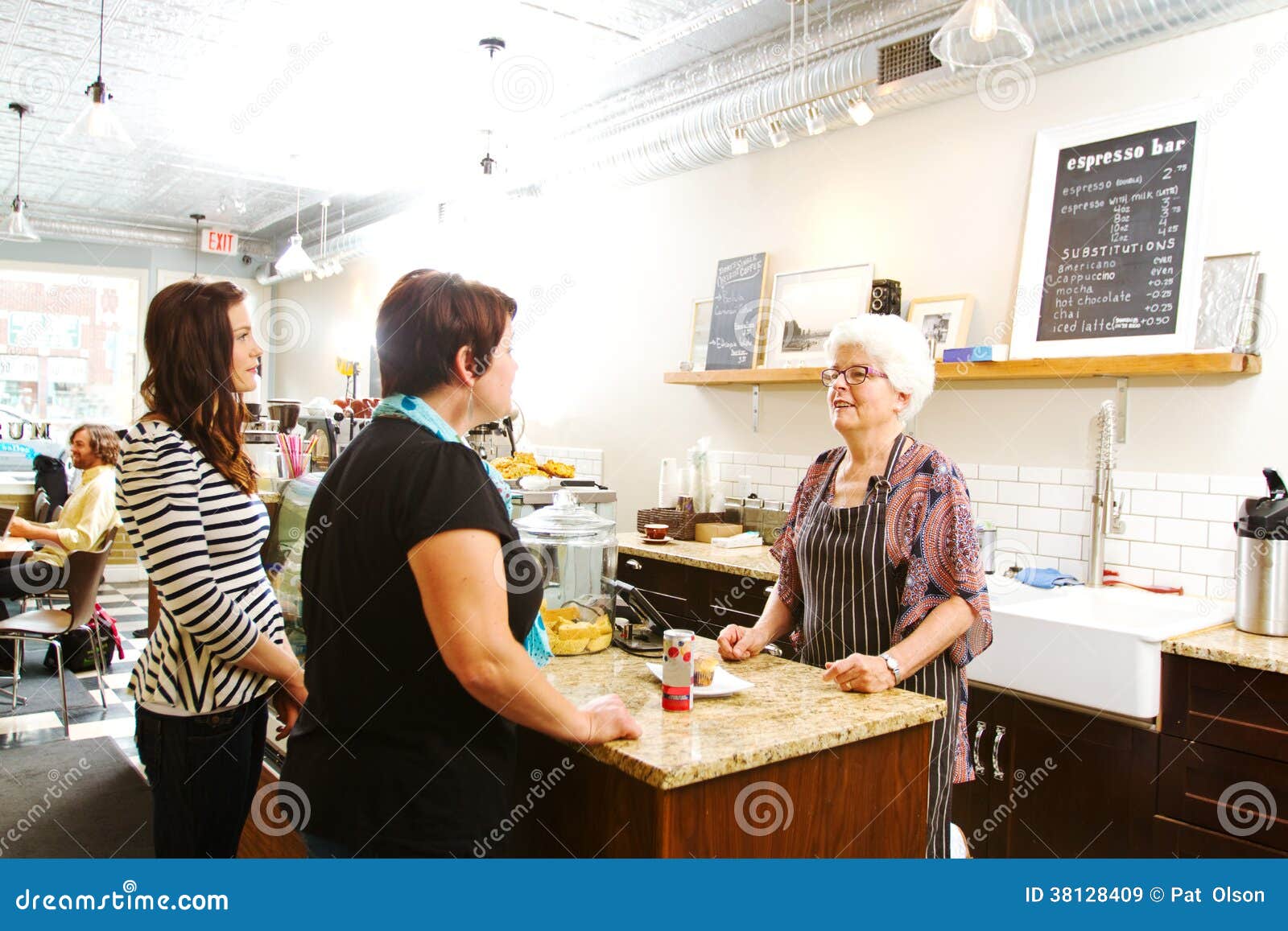 Customers in coffee shop stock image. Image of senior - 38128409