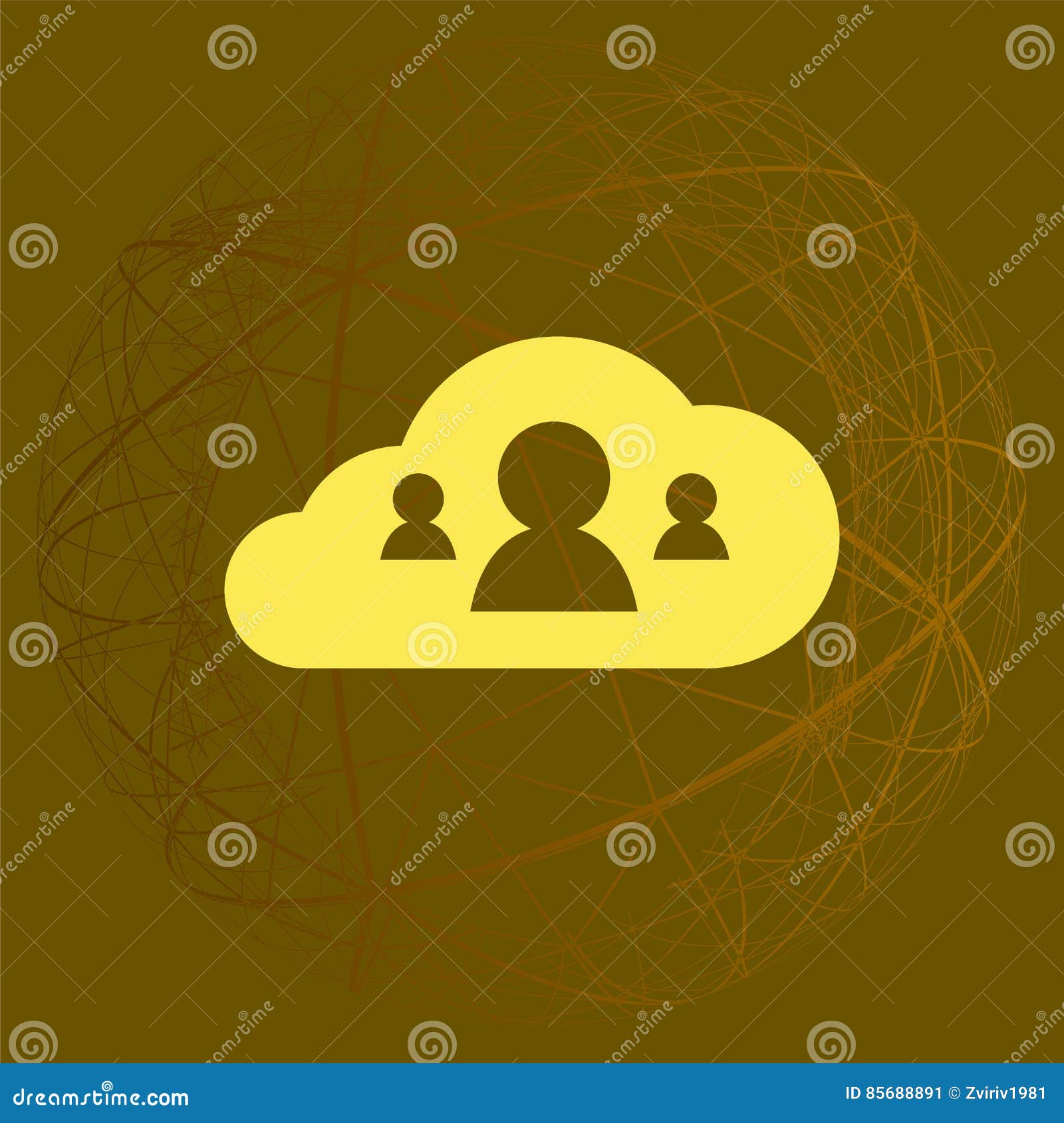 Customers Connected To Cloud Service Icon Stock Illustration ...