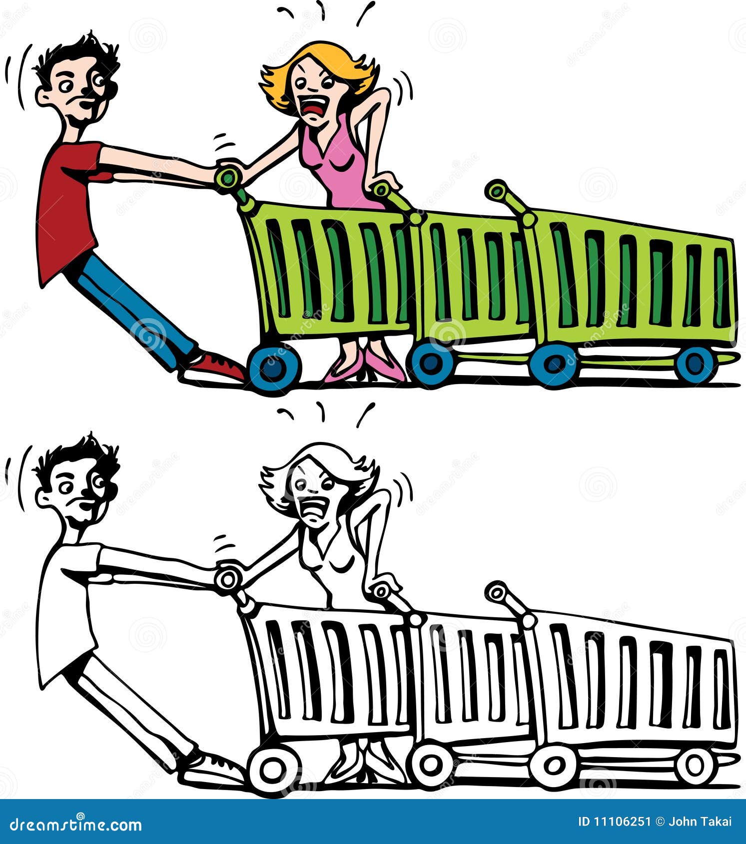 Customers Fighting Over a Cart Stock Vector - Illustration of market ...