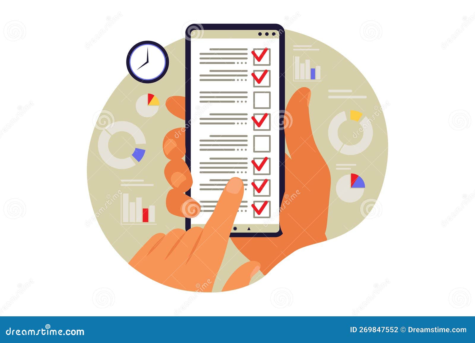 Customers Filling Up Survey Form. Vector Illustration Stock Vector ...
