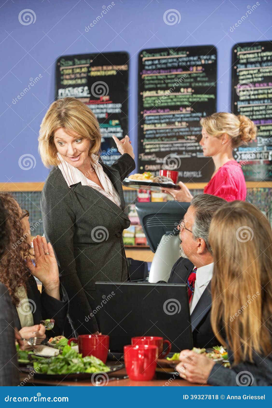Customers and Mangager Talking about Menu Stock Photo - Image of ...
