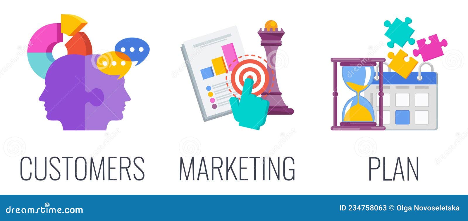 Customers, Marketing Plan. Marketing Mix Infographic Flat Vector ...