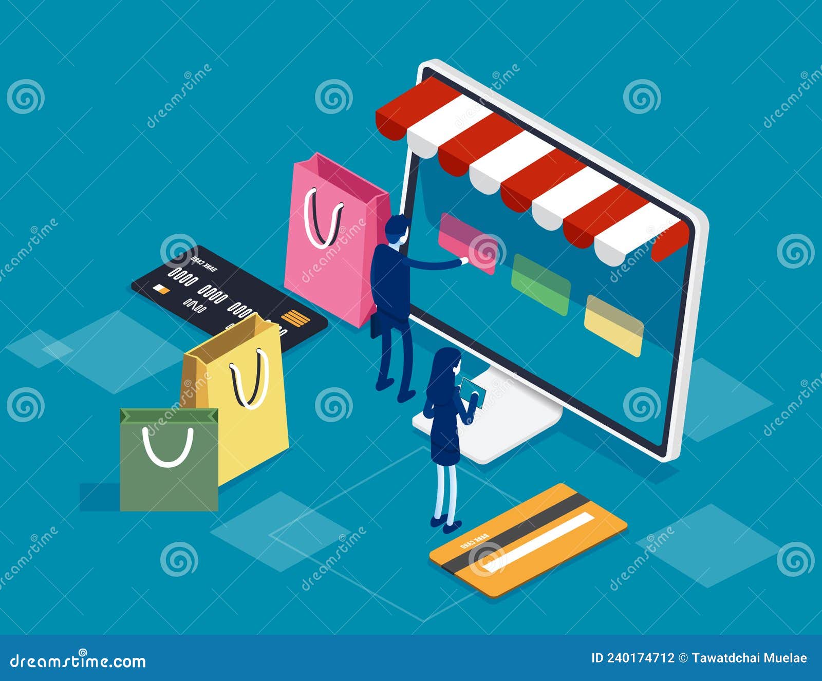 Customers Order and Buy Online. Isometric Online Store Concept Stock ...
