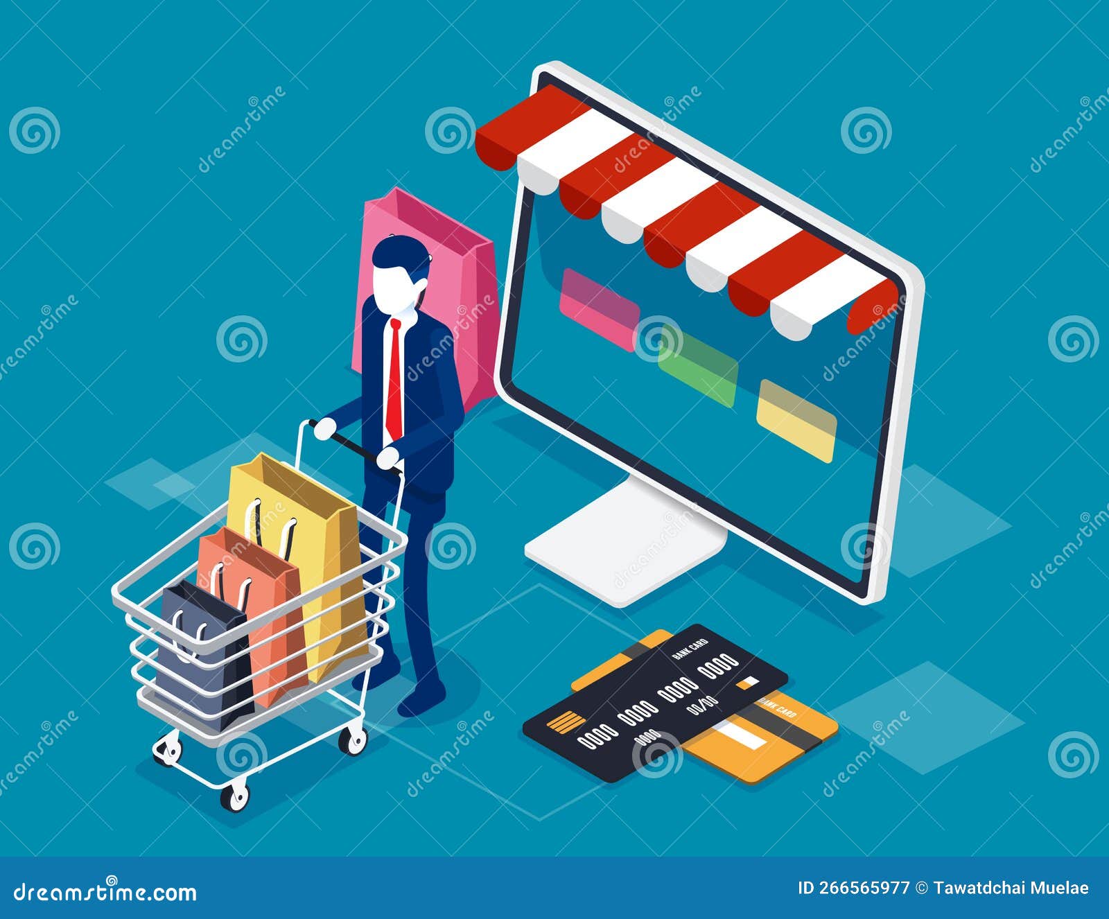 Customers Order and Buy Online. Isometric Online Store Concept Stock ...