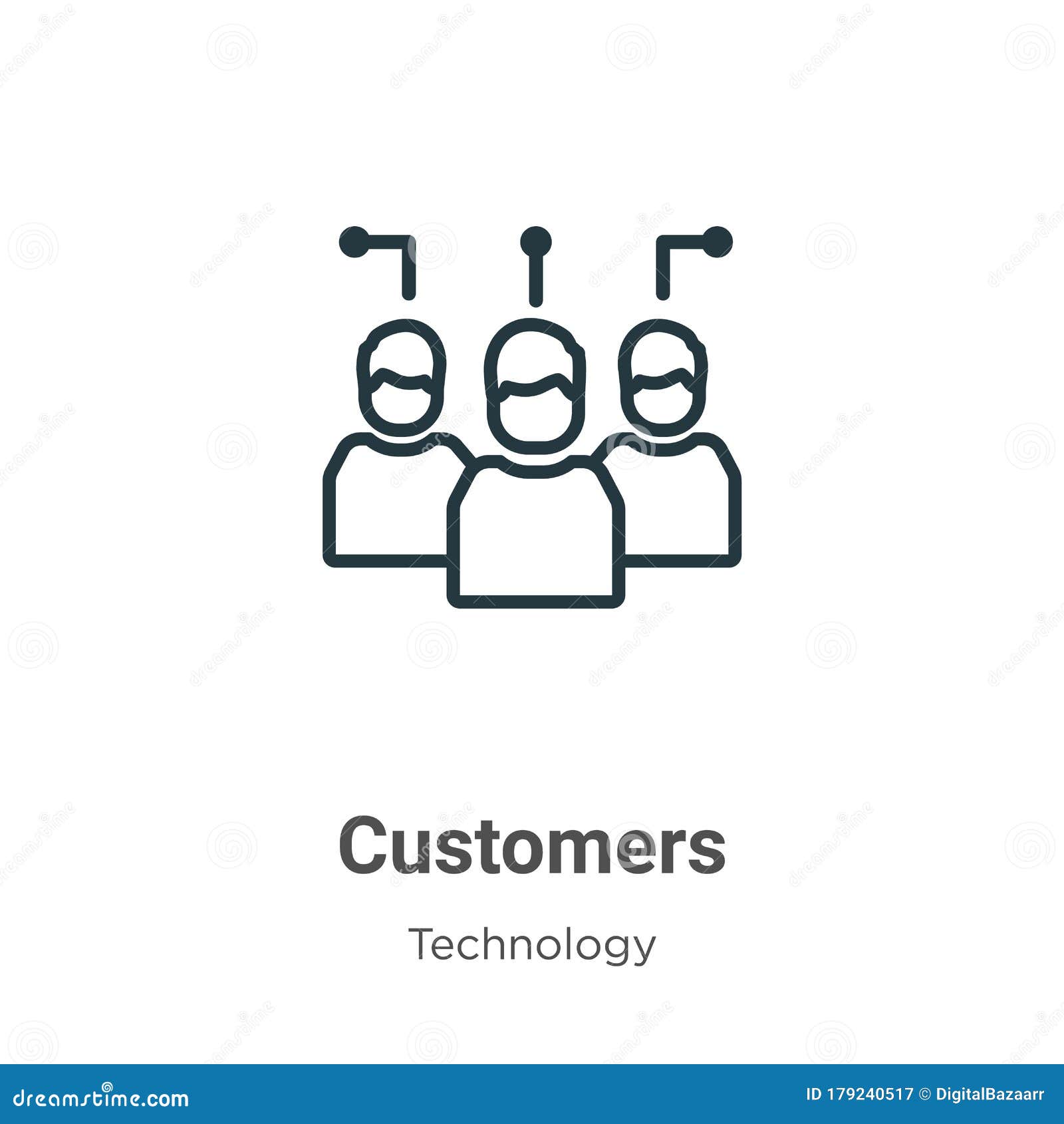 Customers Outline Vector Icon. Thin Line Black Customers Icon, Flat ...
