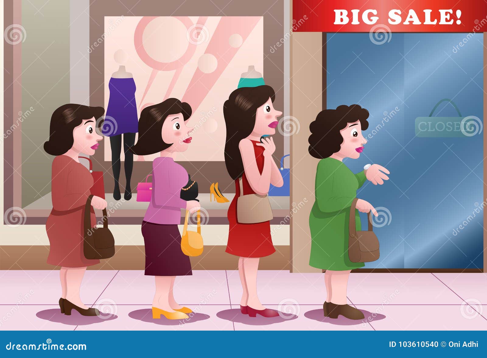Customers Taking Line in Front Shopping Mall Stock Illustration ...