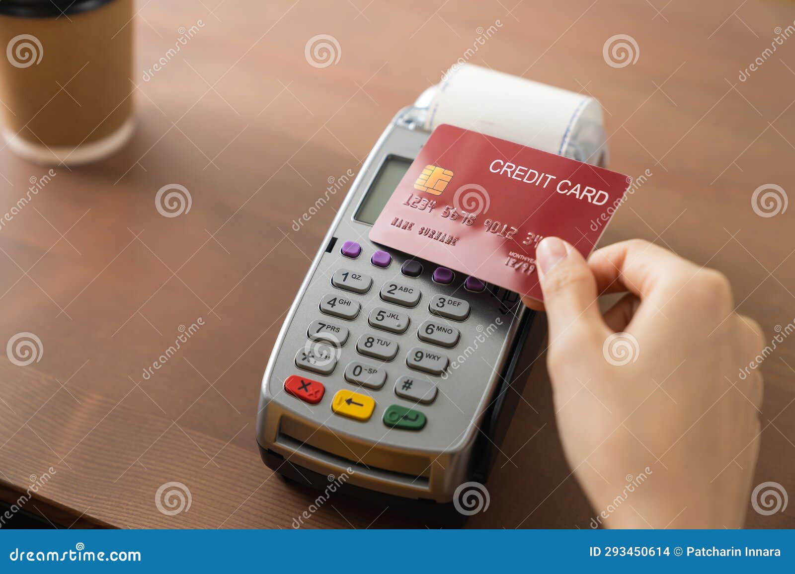 Customers Using Credit Card Touch on Card Swipe Machine for To Pay, NFC ...